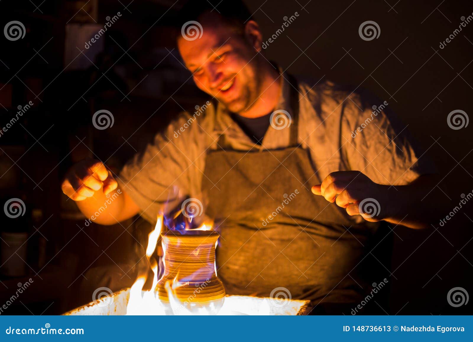 Burning Ceramic Jug on Pottery Wheel Stock Image - Image of bright ...