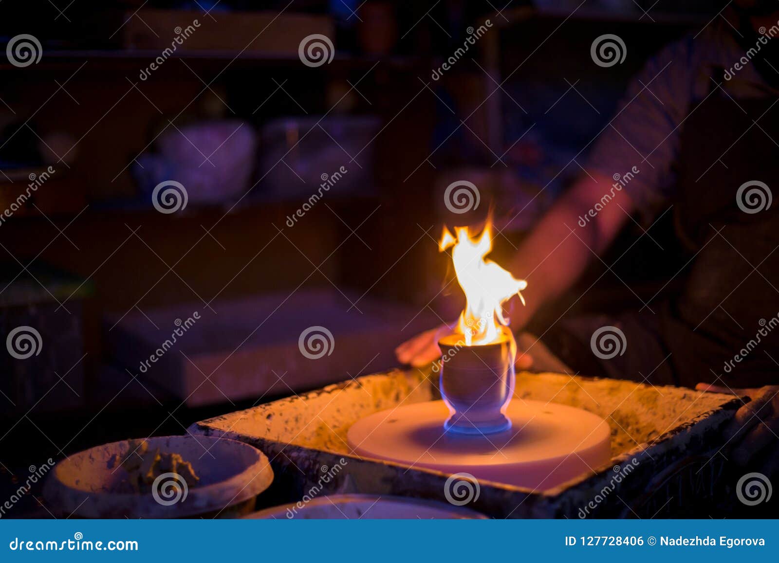 Burning Ceramic Mug on Pottery Wheel Stock Photo - Image of molding ...