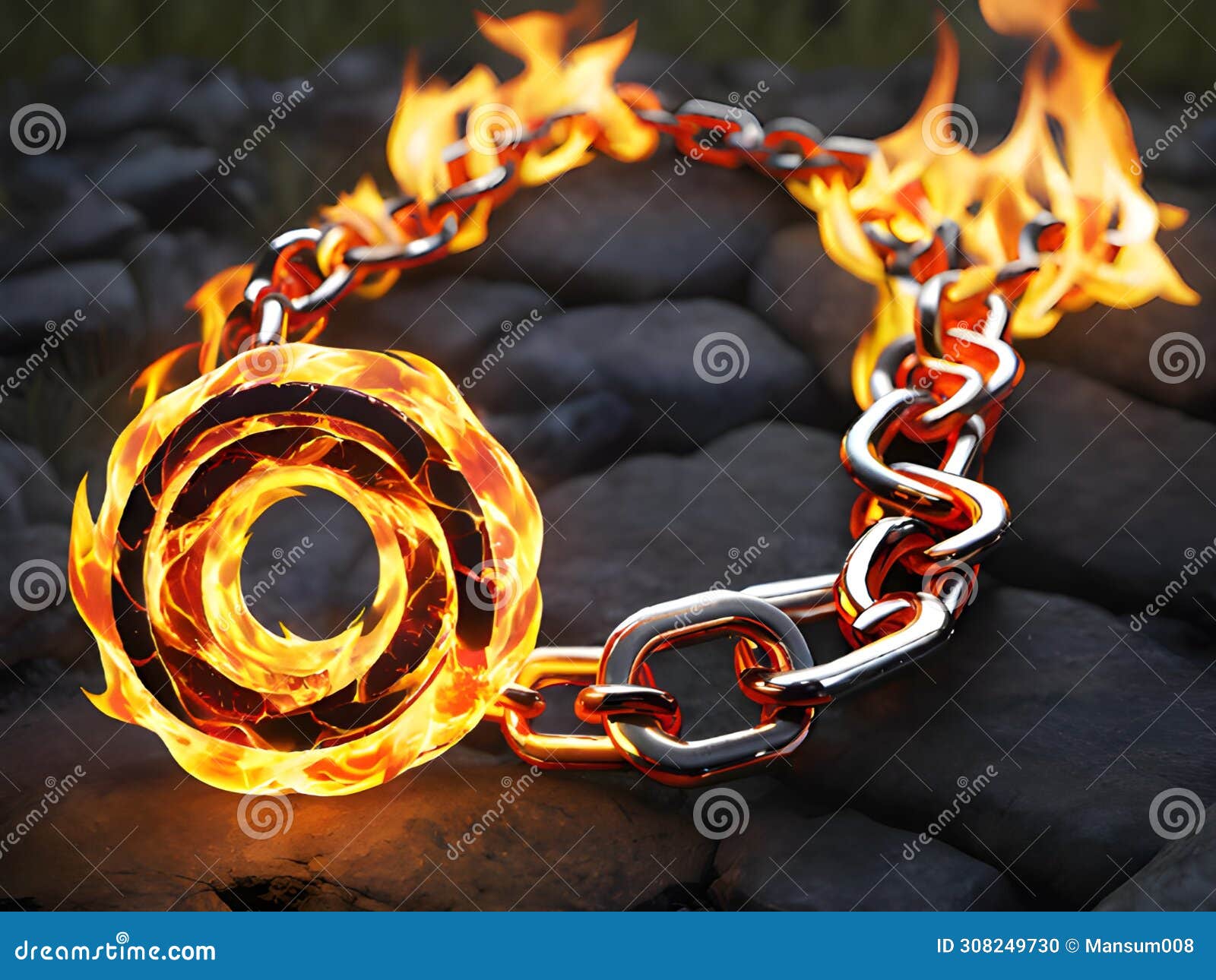 Burning Chains on a Black Background Stock Illustration - Illustration ...