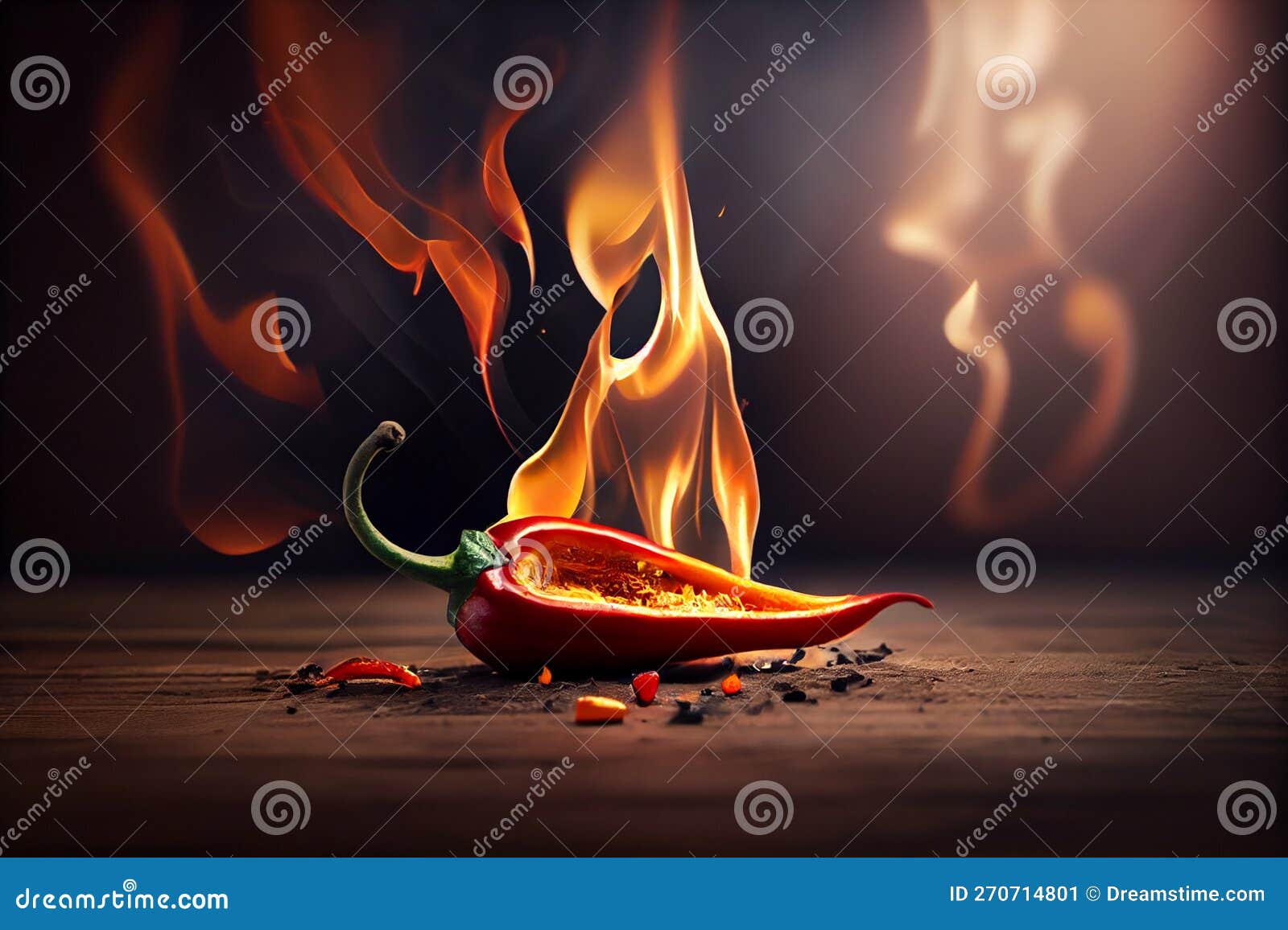 Burning Chili Pepper on Fire.generative Ai Stock Illustration ...