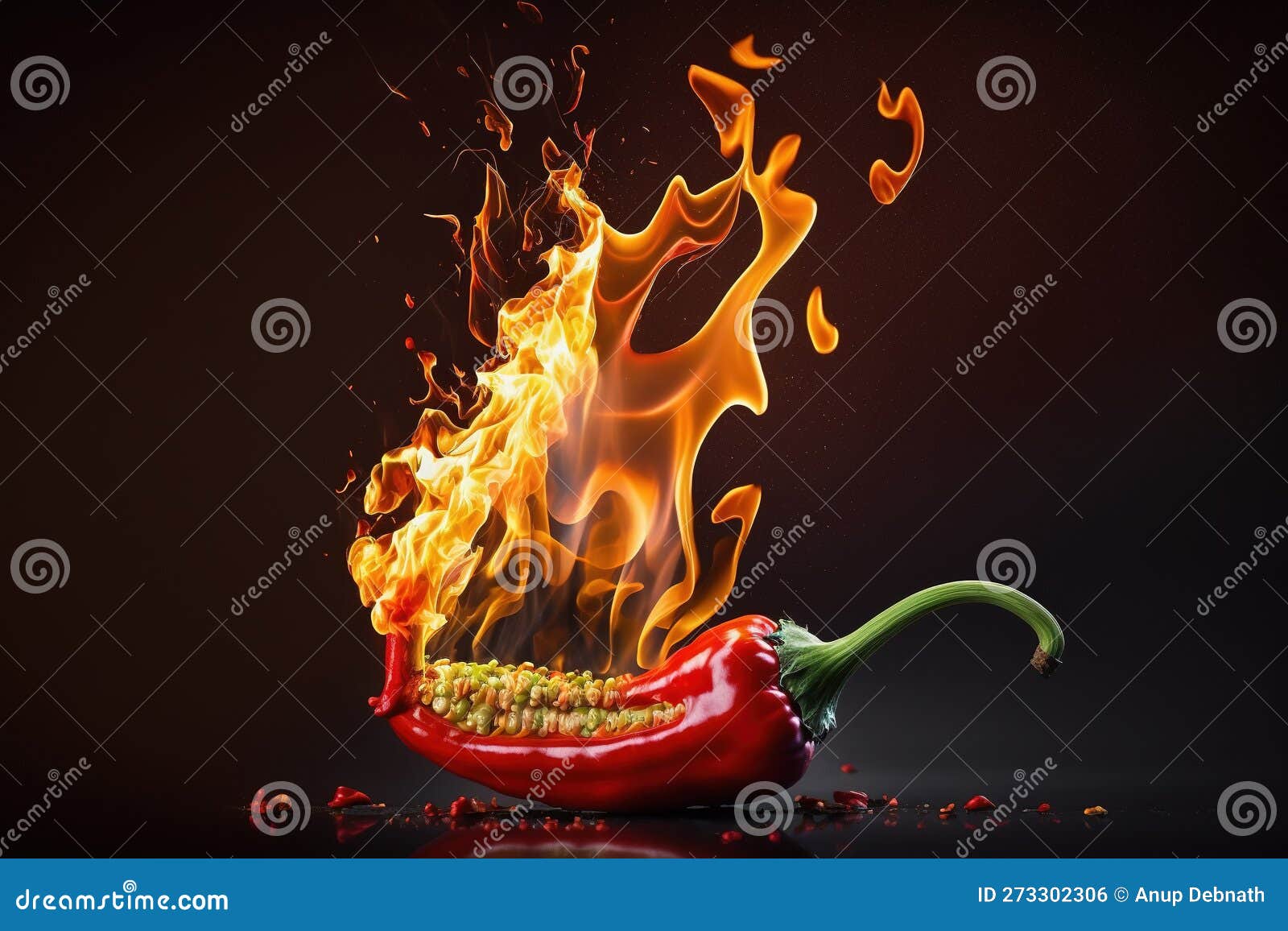 Burning Chili Pepper on Fire, Vegan and Healthy Stock Photo - Image of ...