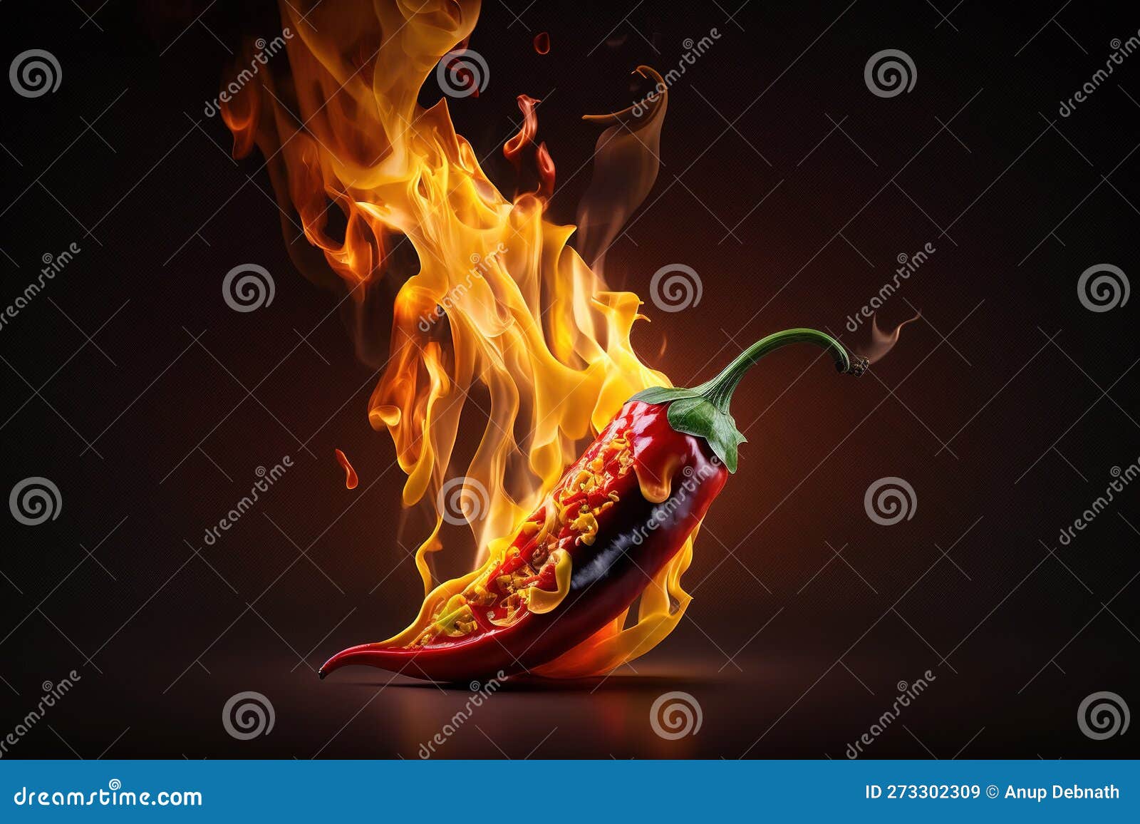 Burning Chili Pepper on Fire, Vegan and Healthy Stock Image - Image of ...
