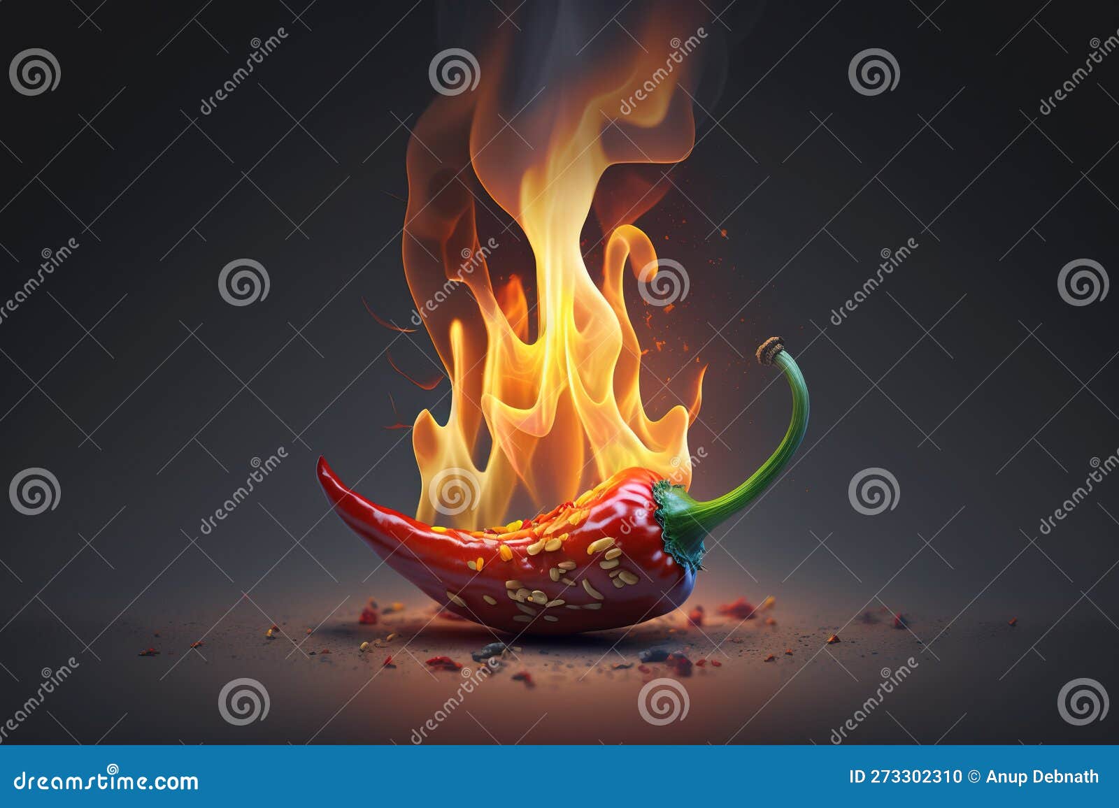 Burning Chili Pepper on Fire, Vegan and Healthy Stock Photo - Image of ...