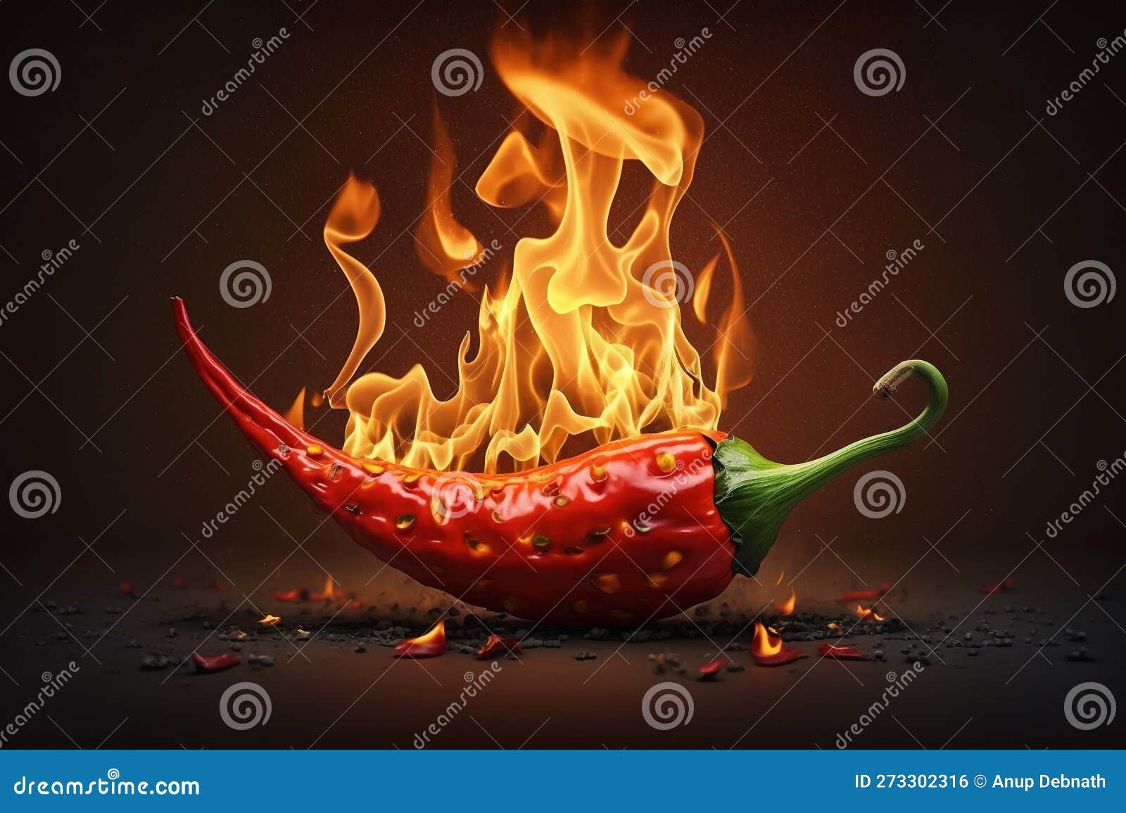 Burning Chili Pepper on Fire, Vegan and Healthy Stock Photo - Image of ...