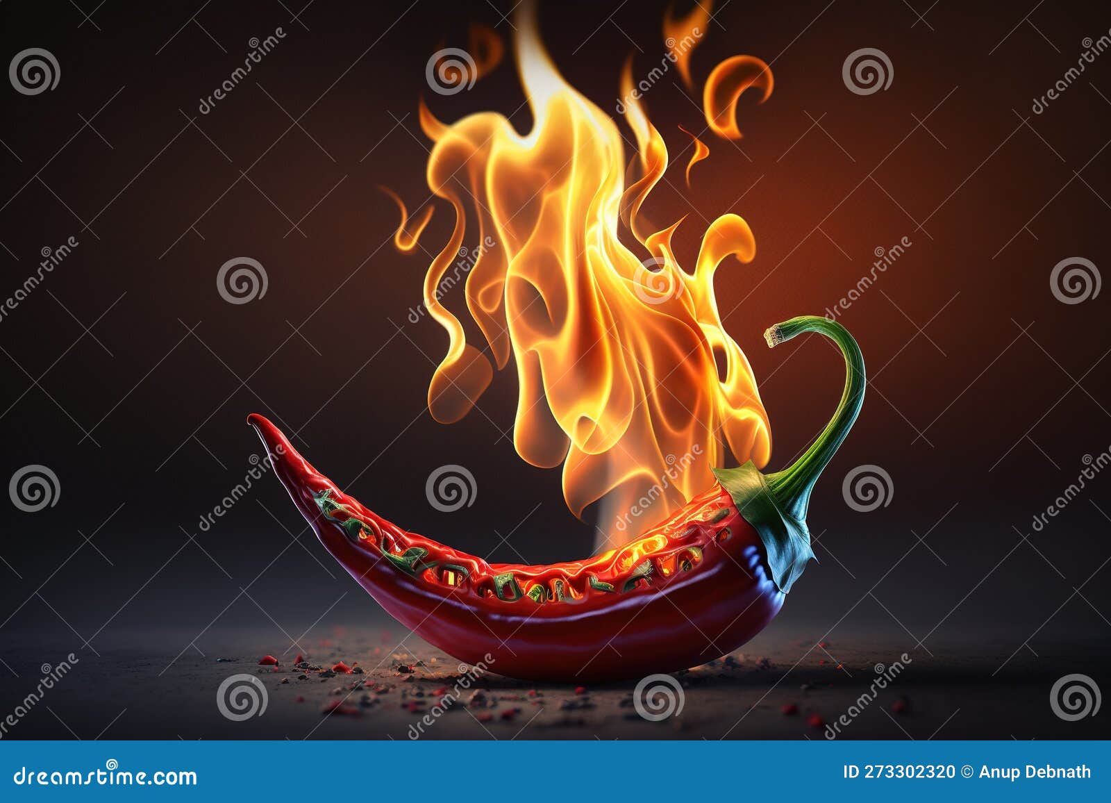 Burning Chili Pepper on Fire, Vegan and Healthy Stock Photo - Image of ...