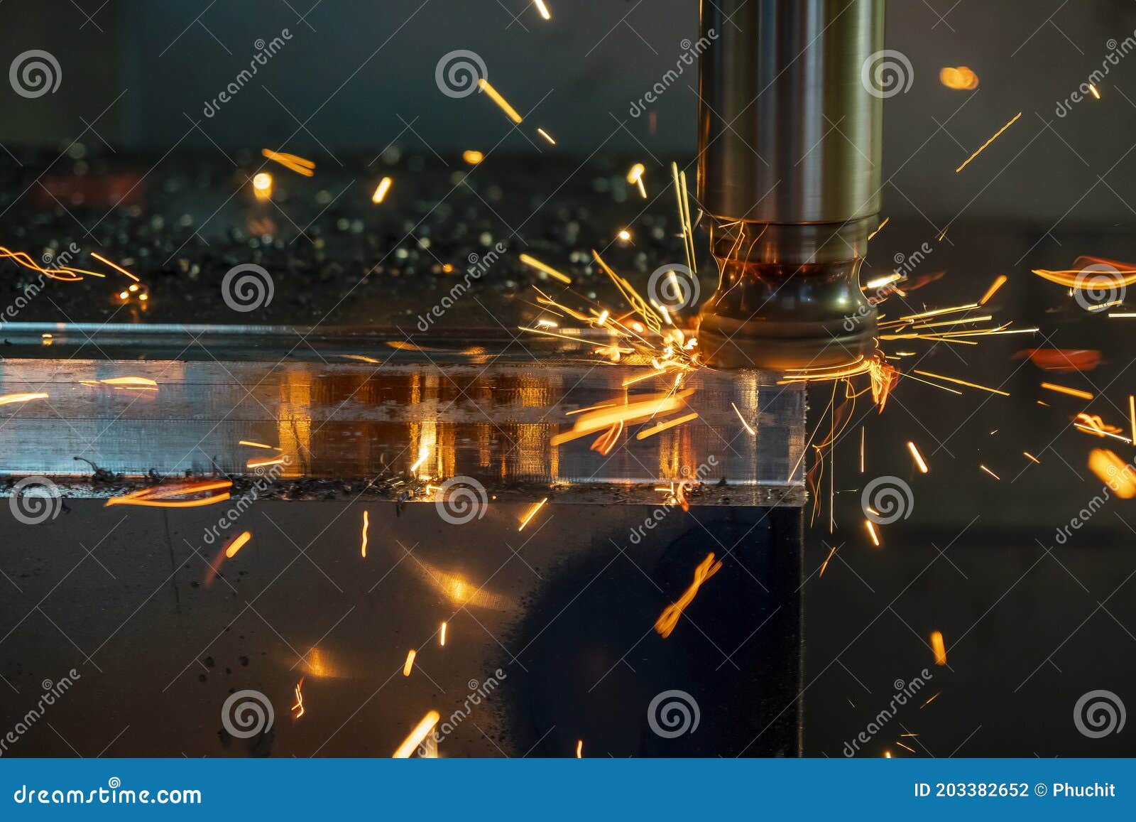 The Burning Chip from CNC Milling Machine Rough Cutting by Index-able ...