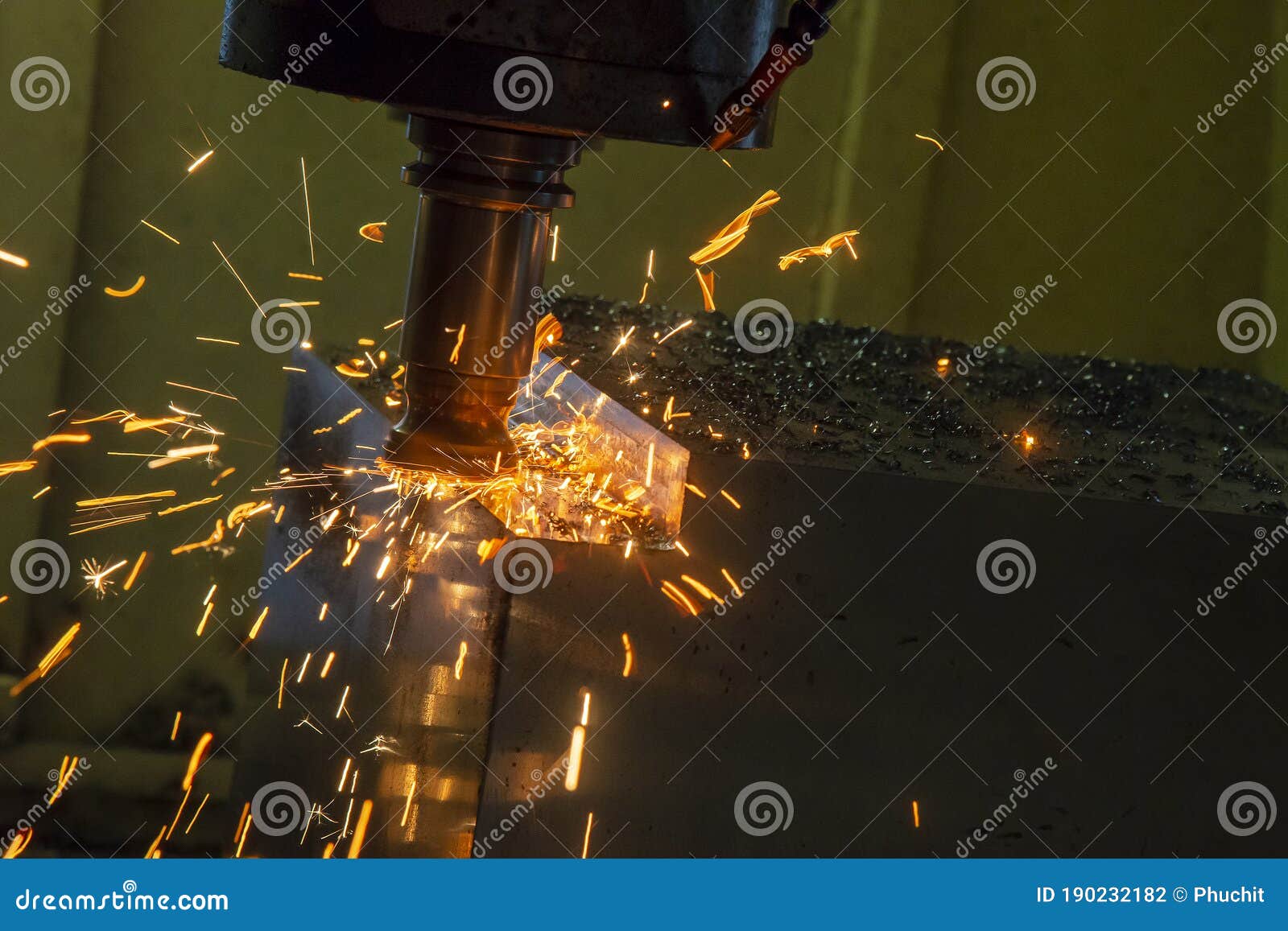 The Burning Chip from CNC Milling Machine Rough Cutting by Index-able ...