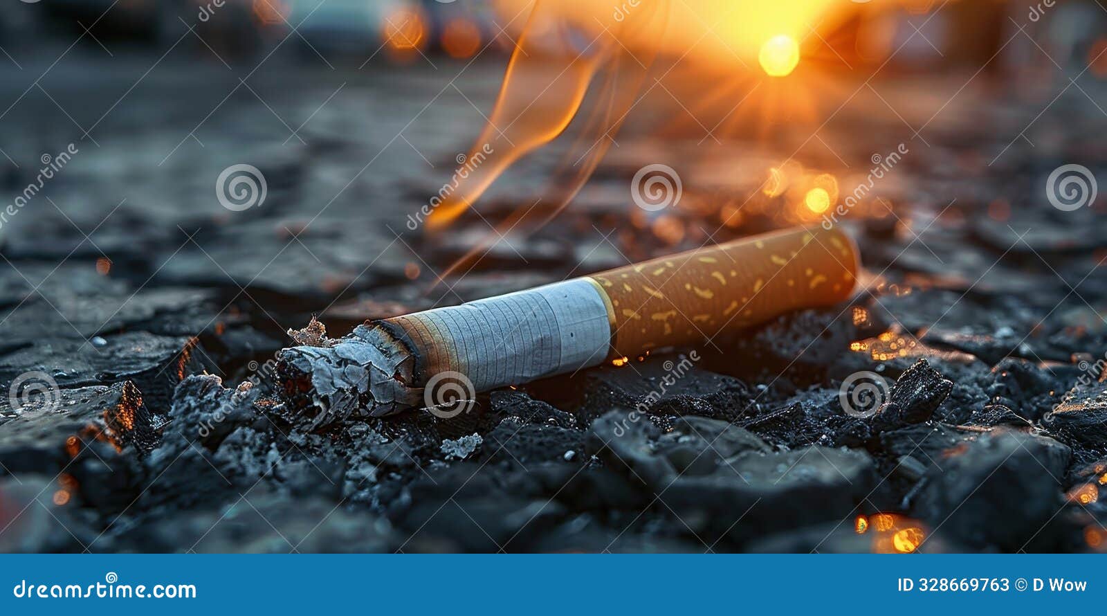 Burning Cigarette on Pavement Stock Image - Image of glowing, smoking ...