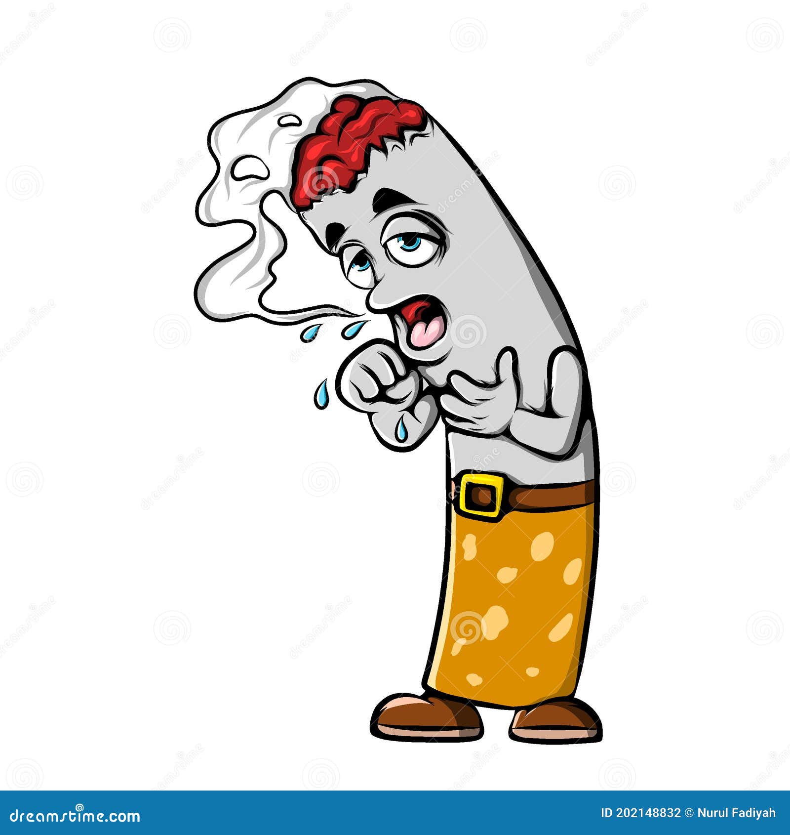 The Burning Cigarette is Coughing because of the Emitting Some on His ...