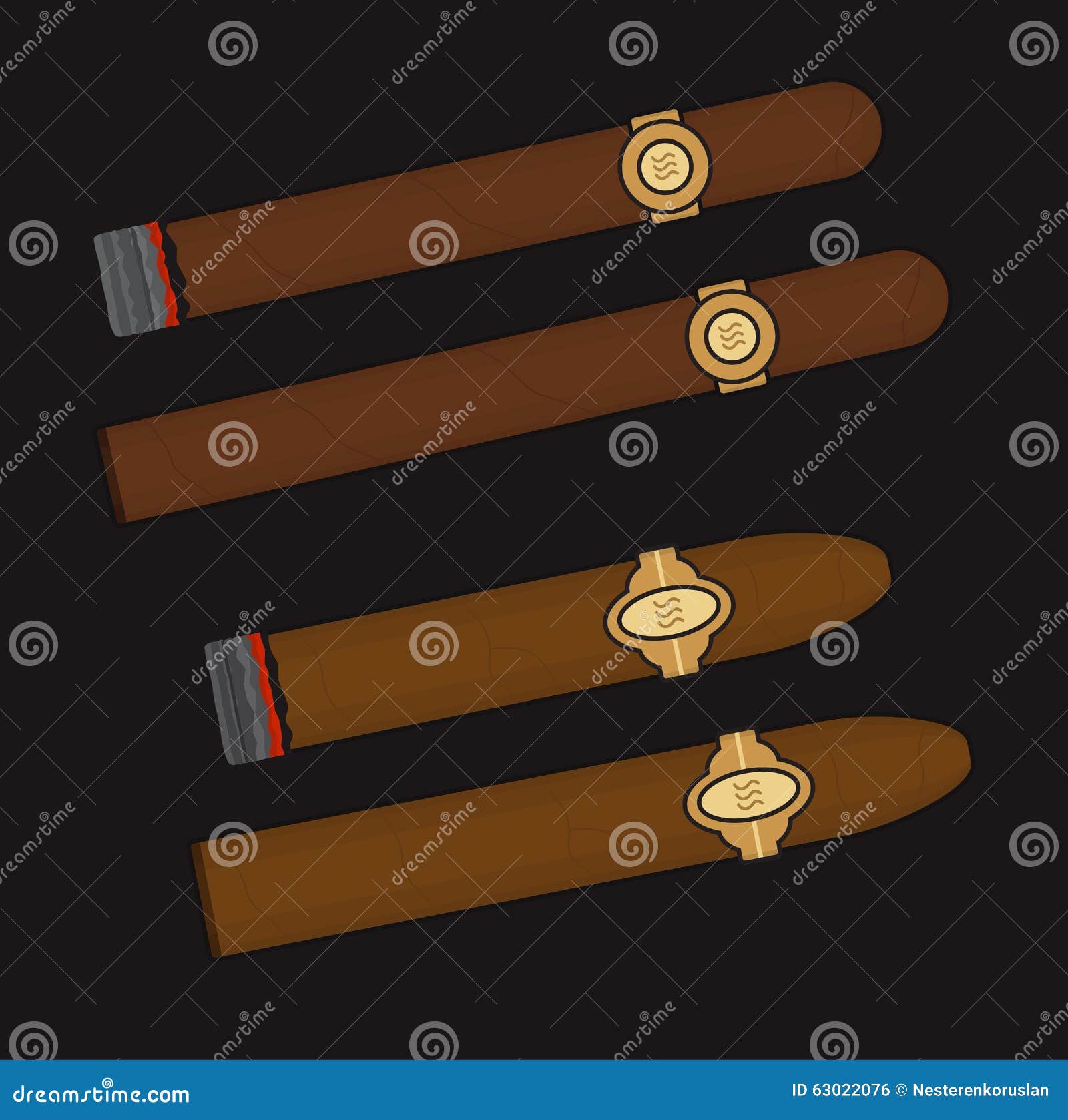 Burning cigars set stock vector. Illustration of elegance - 63022076