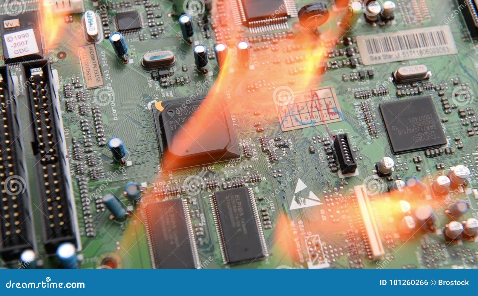 Burning Circuit Board with Electronic Components Stock Footage - Video ...