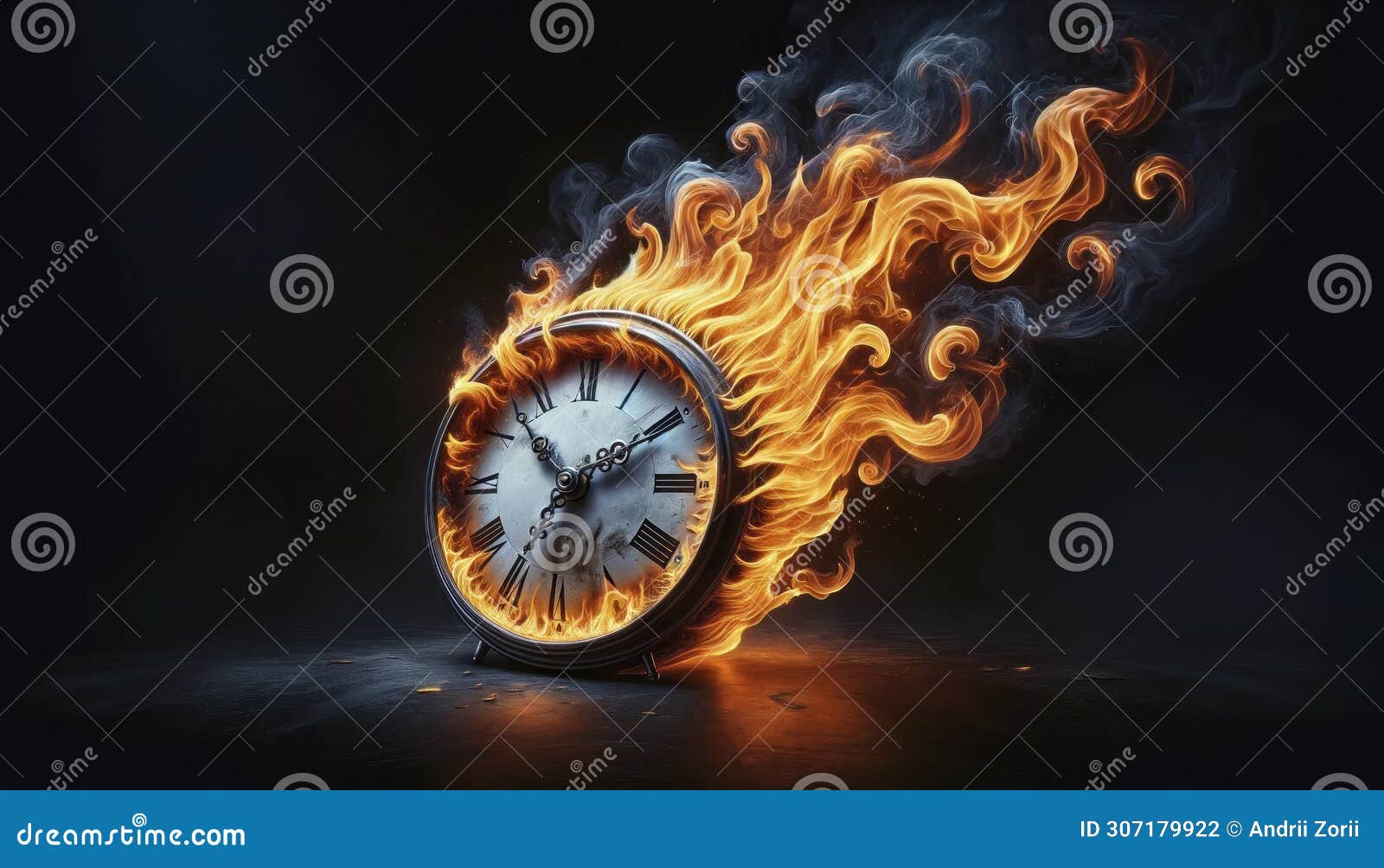 Burning Clock Dial Symbolizing Time S Passage Stock Photo - Image of ...