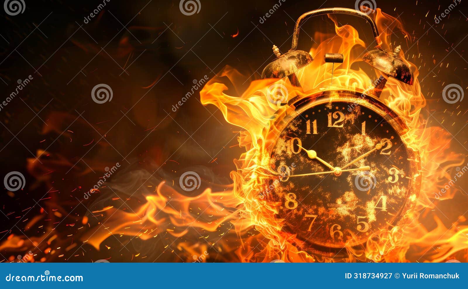 Burning Clock with Distorted Hands, Symbolizing Time Running Out As ...