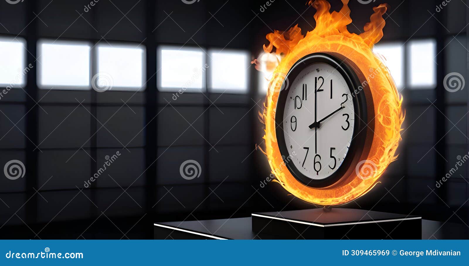 Burning Clock on Fire, No Time Concept Stock Image - Image of fire ...