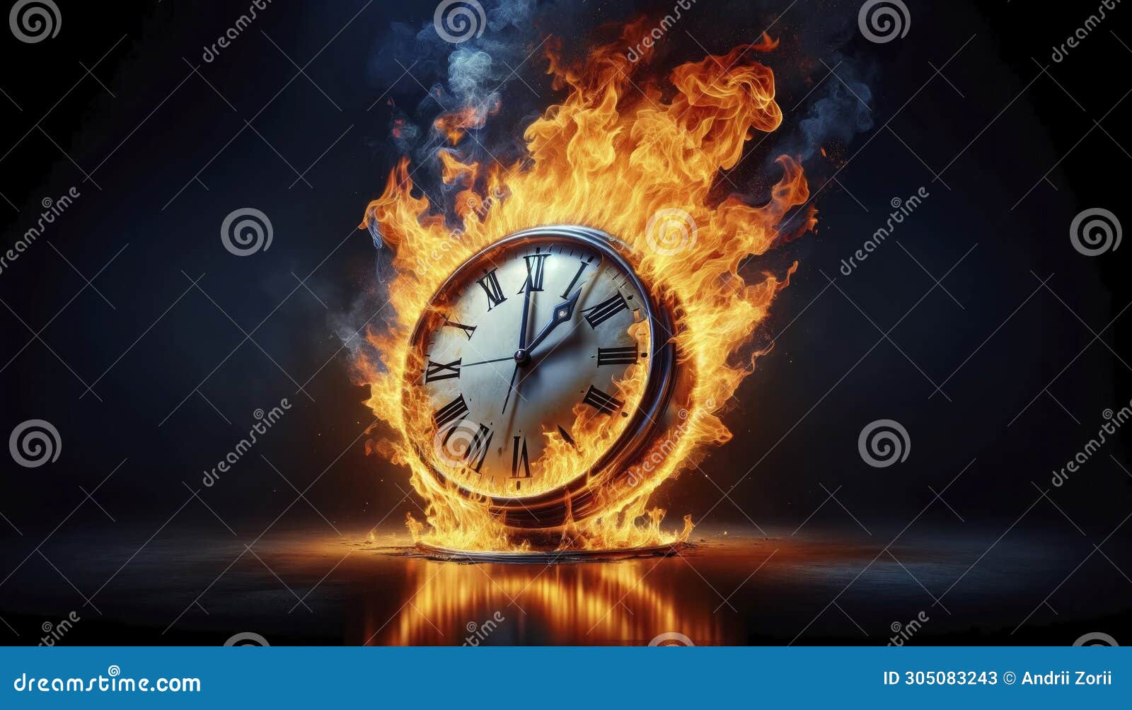 Burning Clock the Fleeting Nature of Time Stock Illustration ...