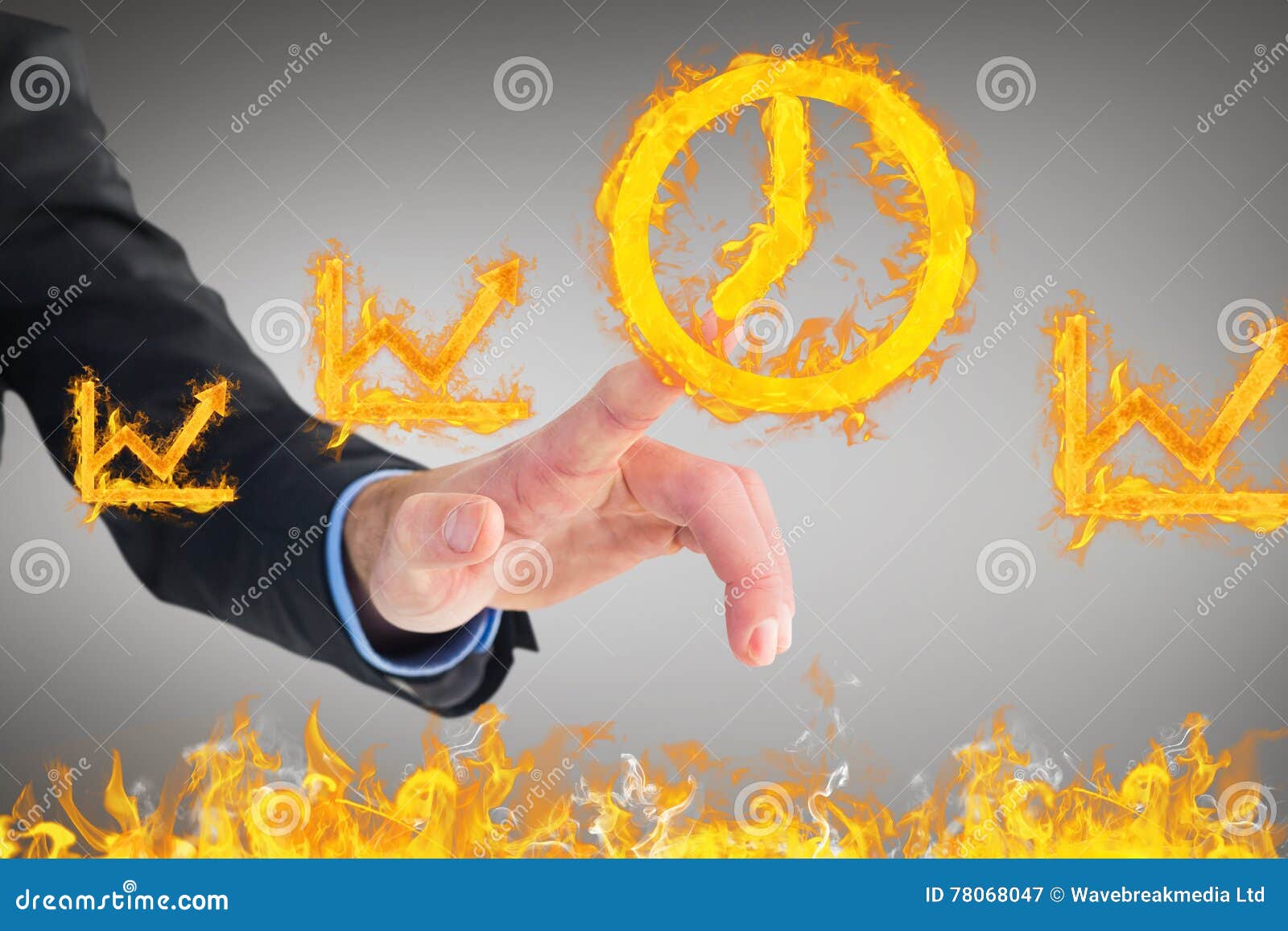 Burning Graph Money And Clock Symbols Royalty-Free Stock Photo ...