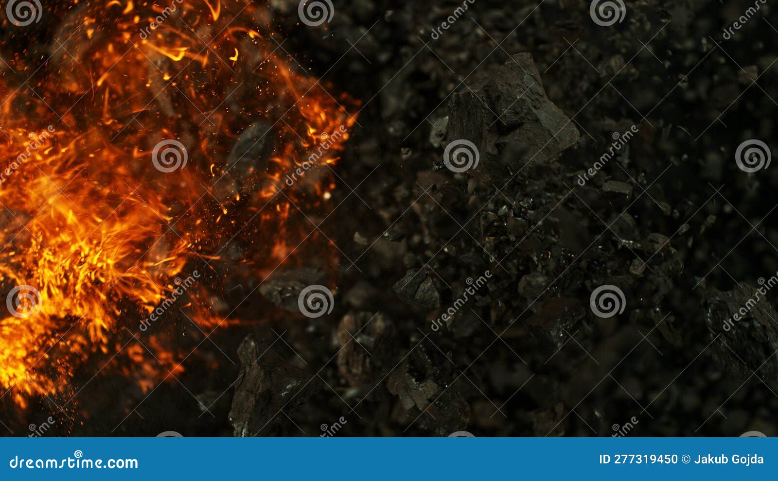 Burning Coal with Fire, Top View Shot Stock Photo - Image of dangerous ...