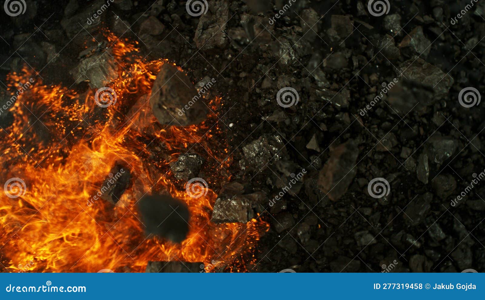 Burning Coal with Fire, Top View Shot Stock Photo - Image of gray ...