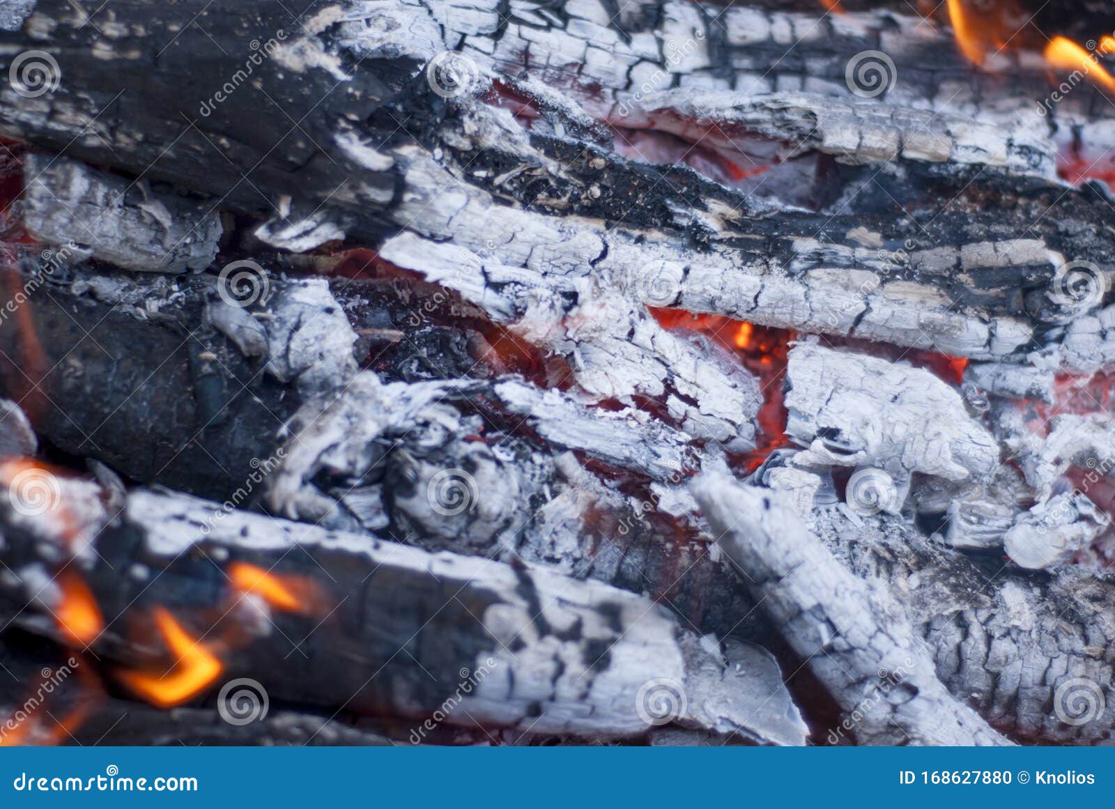 The Texture of Burning Coal in the Open Air. Close-up. Stock Photo ...
