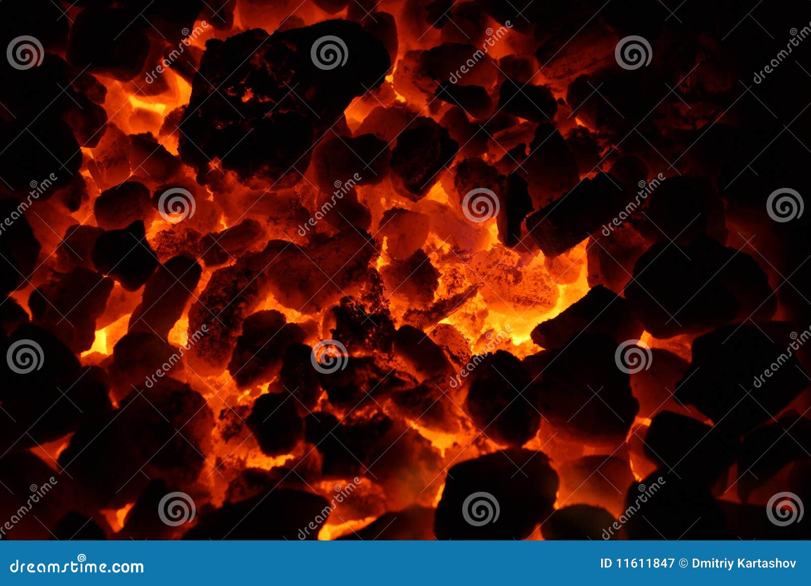 Burning Coals And Fire Through A Crack In The Cast Iron Lid Of The ...
