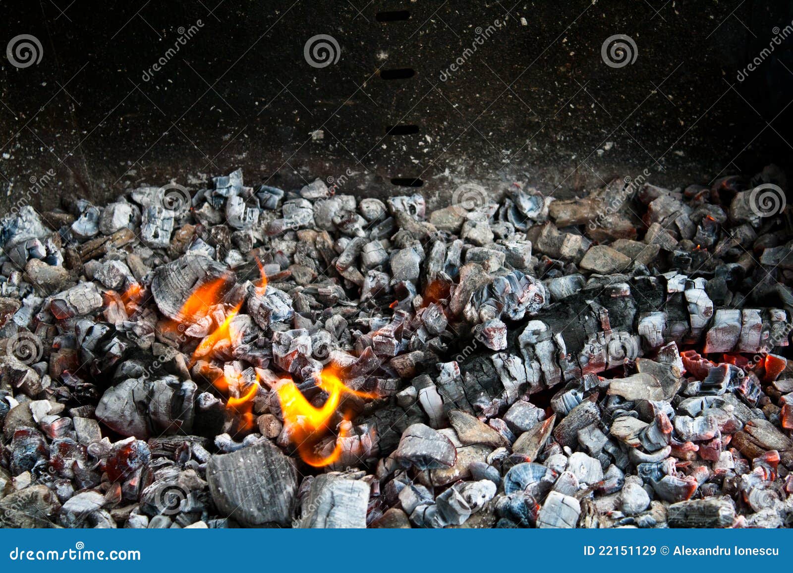 Burning coals in the ash stock image. Image of flammable - 22151129
