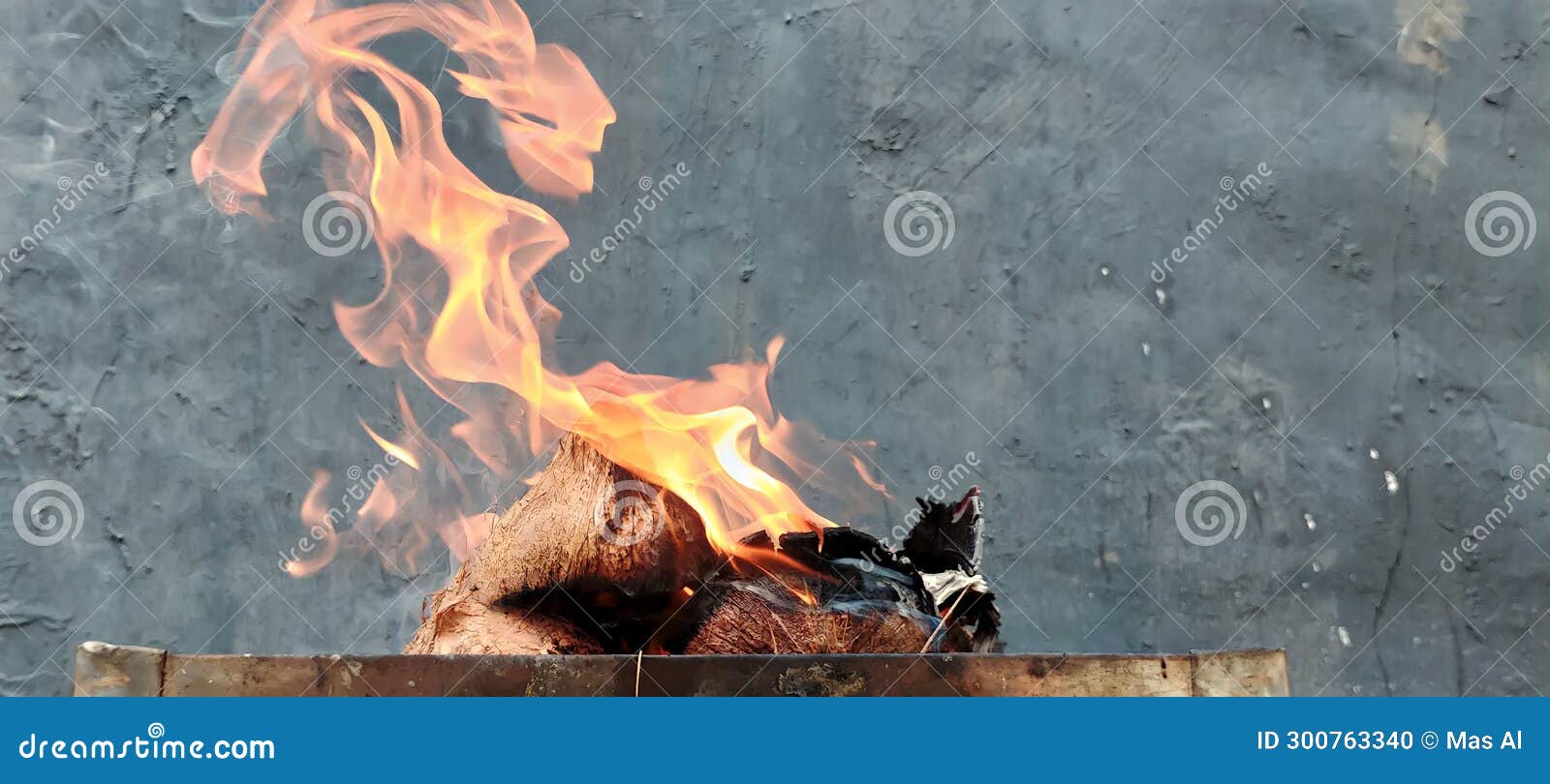 Burning Coconut Shells To Grill the Fish Stock Photo - Image of burning ...
