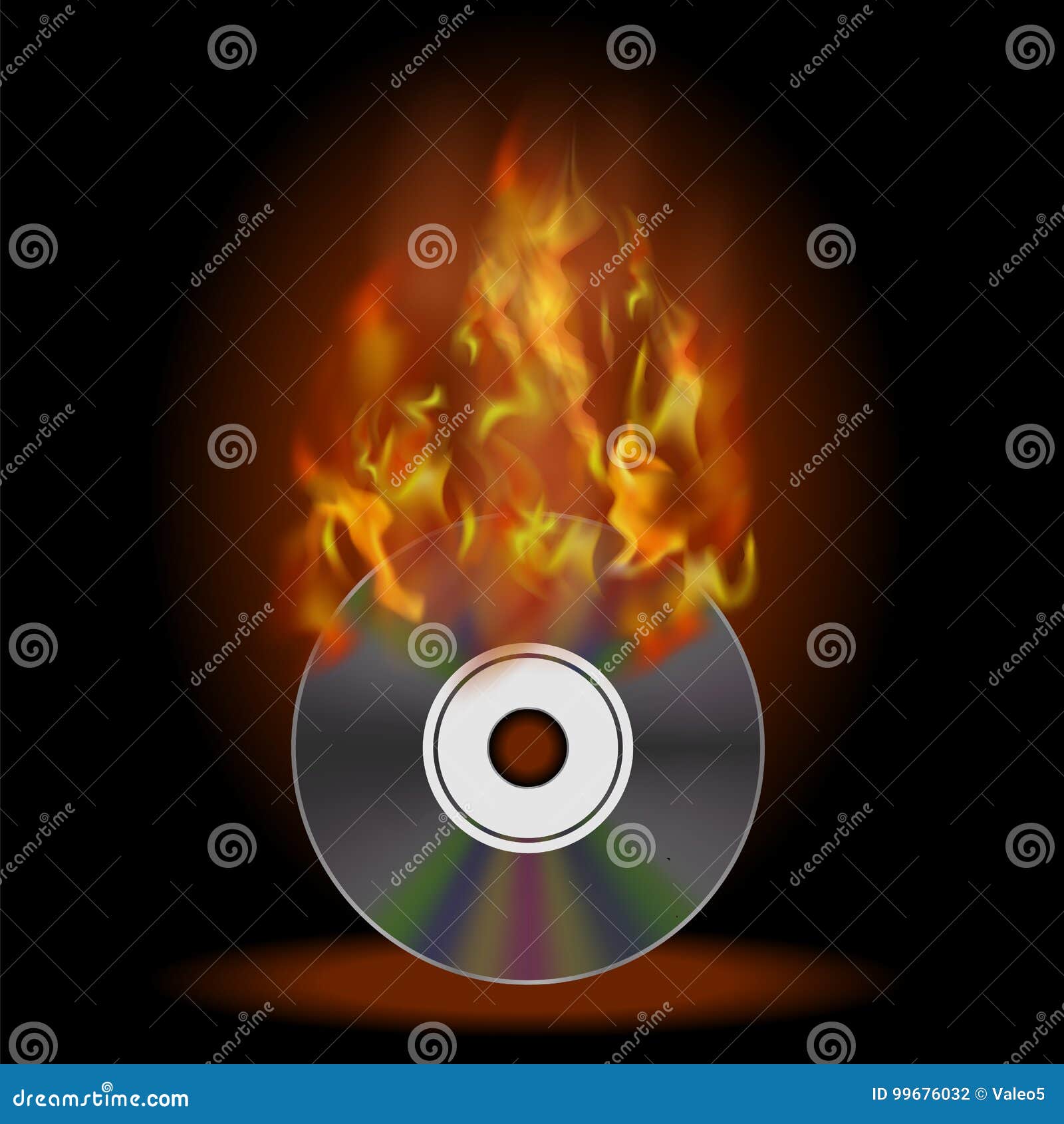 Burning Compact Disc with Fire and Flame Stock Vector - Illustration of ...
