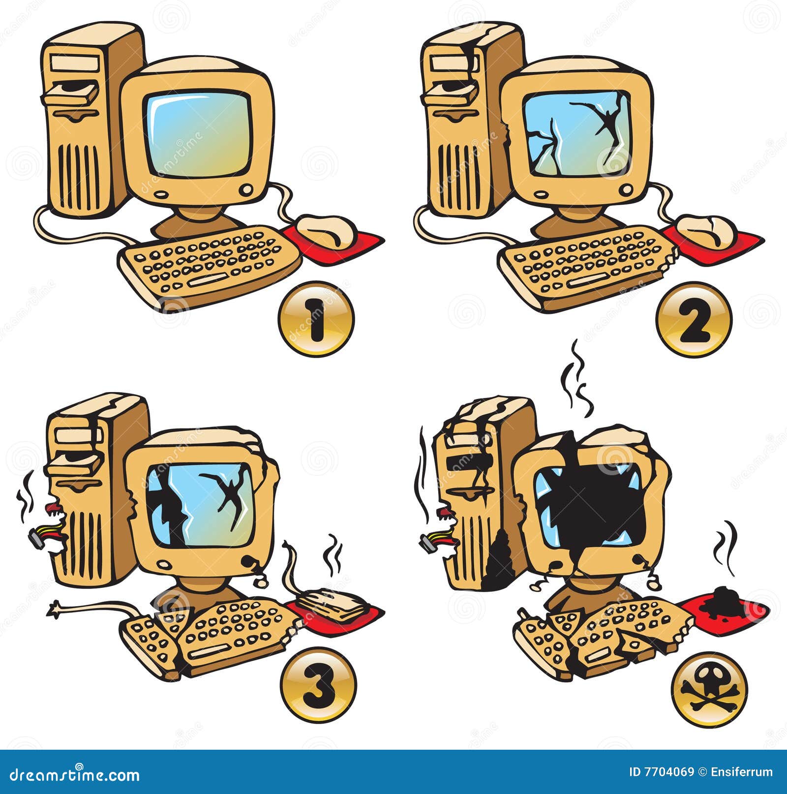 Burning Computer stock vector. Illustration of stage, hardware - 7704069