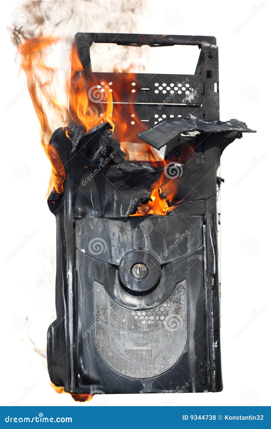 Burning computer case stock photo. Image of business, computer - 9344738