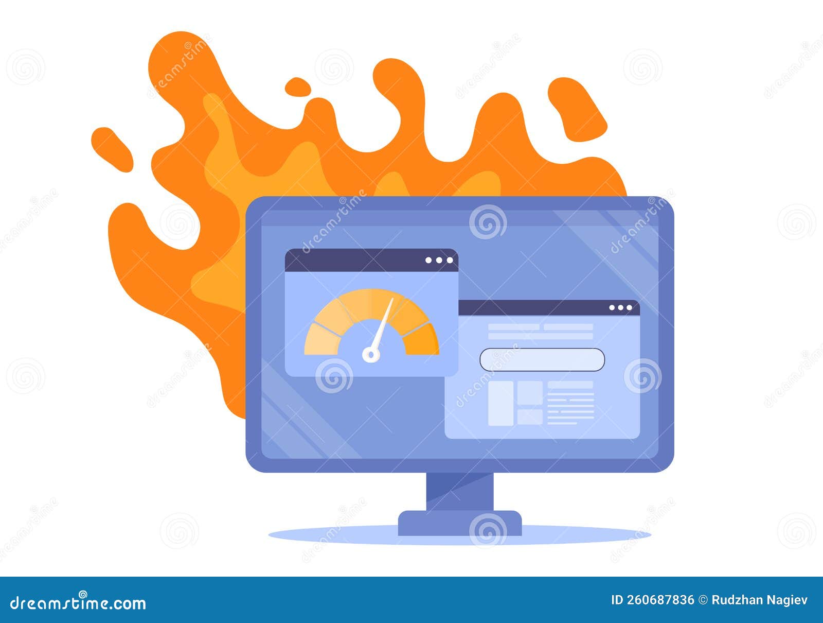 Burning computer icon stock vector. Illustration of timetable - 260687836