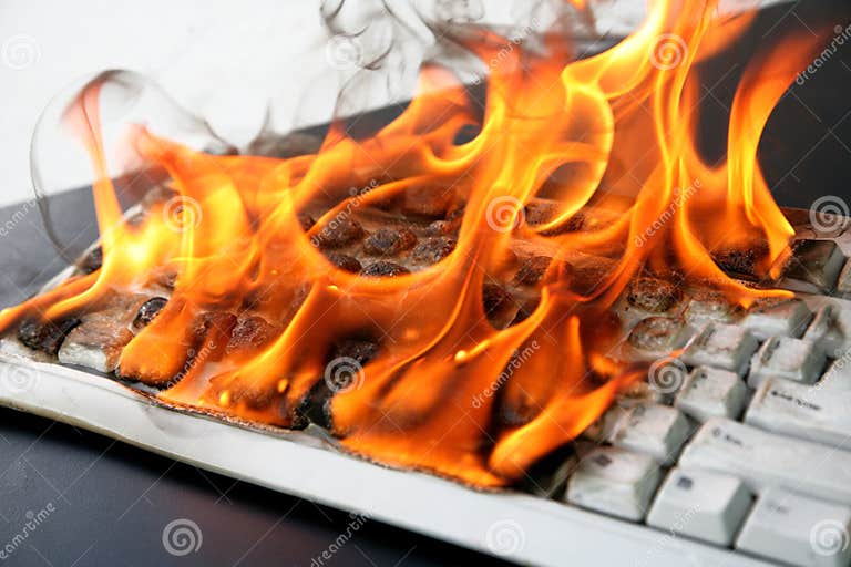 Burning computer keyboard stock image. Image of fiery - 5919877