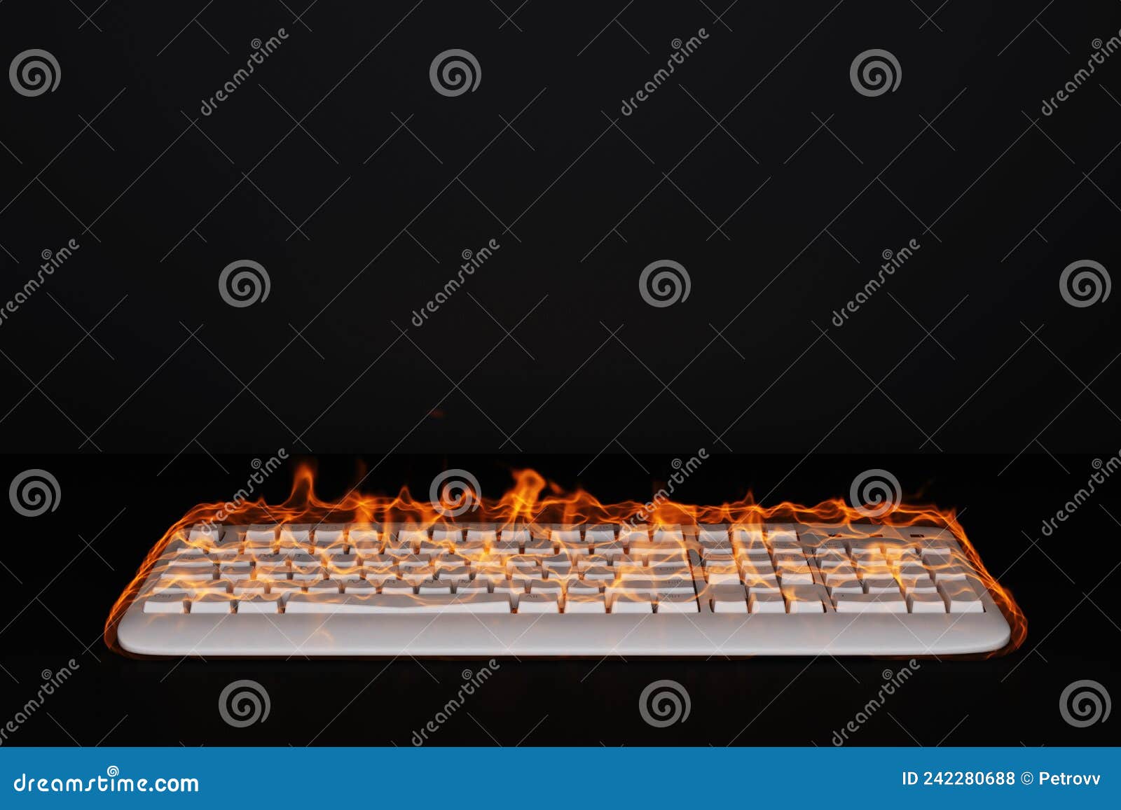 Burning Keyboard On Black Background. Burnout Syndrome, Deadline ...