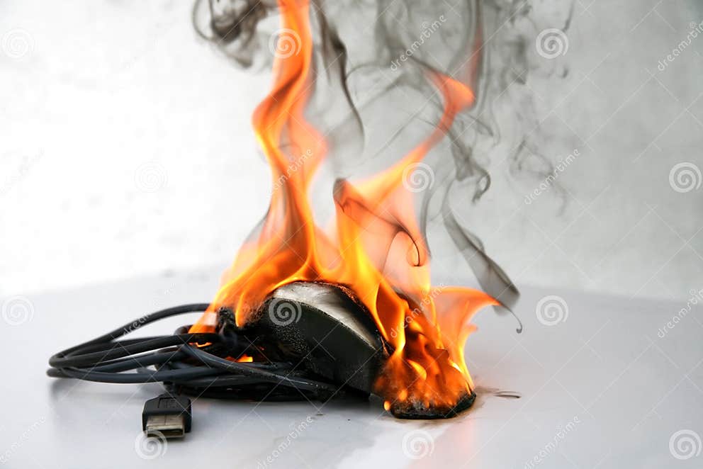 Burning computer mouse stock image. Image of burn, concept - 5919945