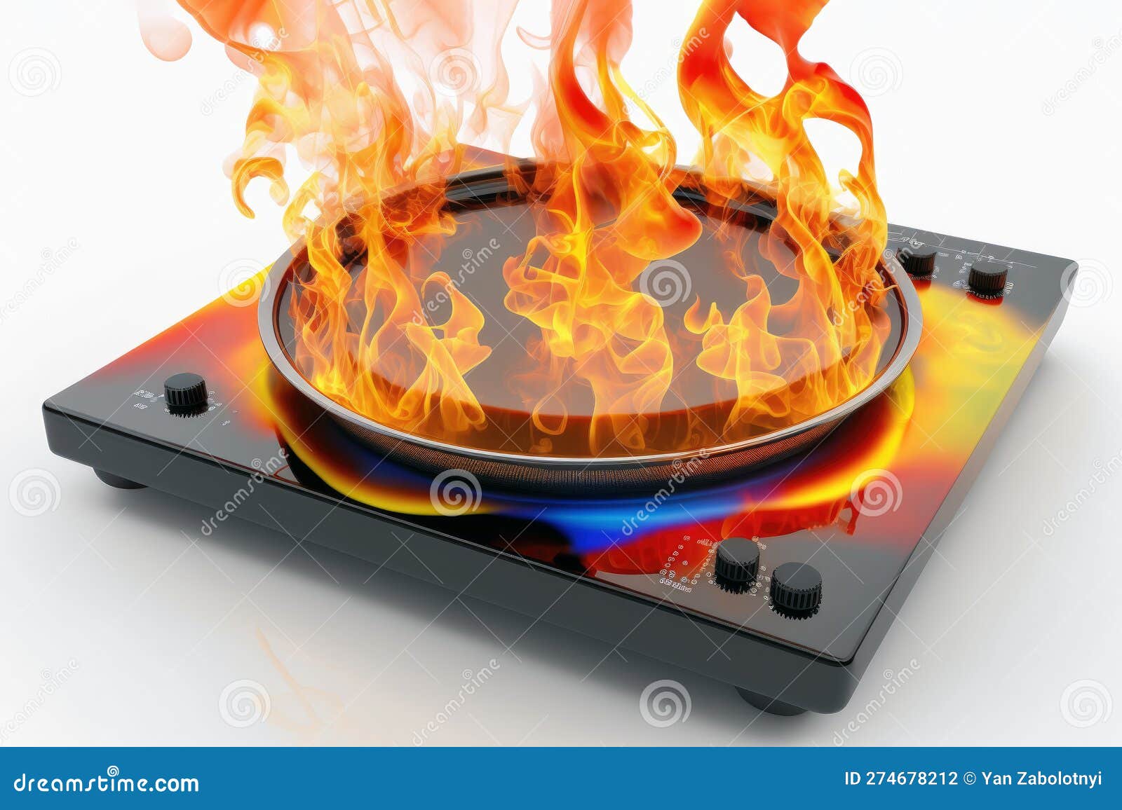 Burning Countertop Hot Plate on a White Background. Generative AI Stock ...