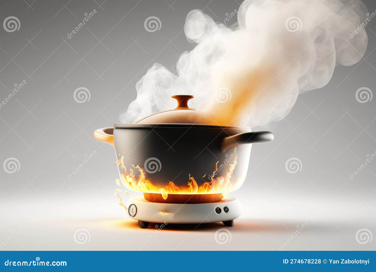 Burning Countertop Steamer on a White Background. Generative AI Stock ...