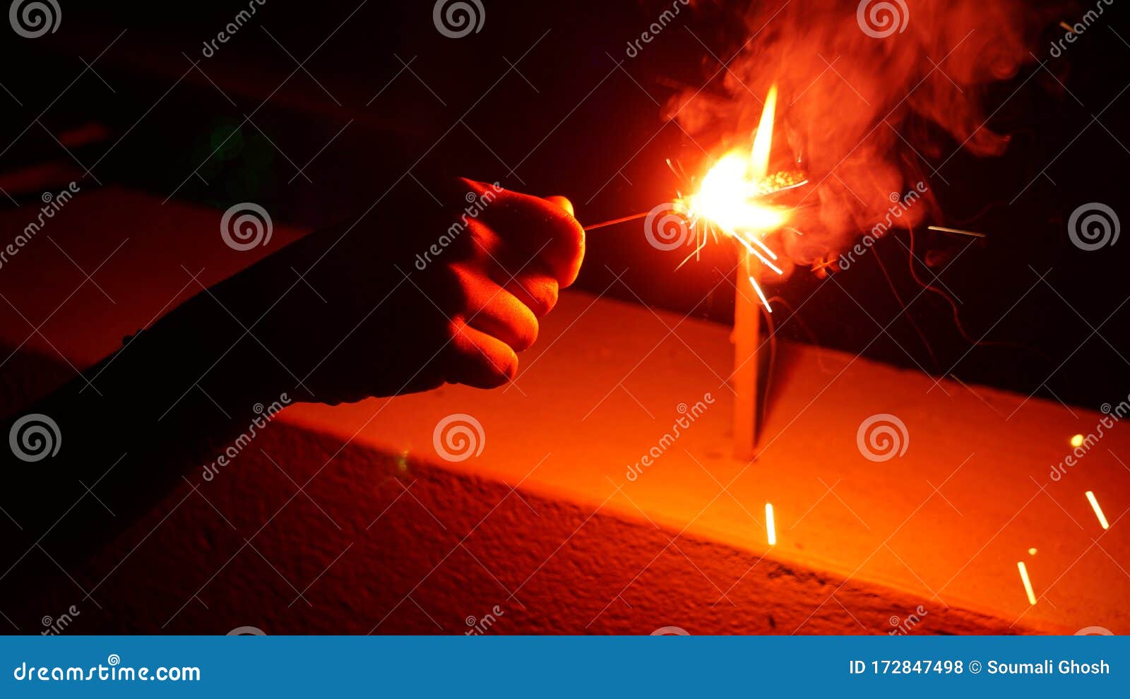 Burning Crackers in the Festival of Diwali Stock Photo - Image of ...