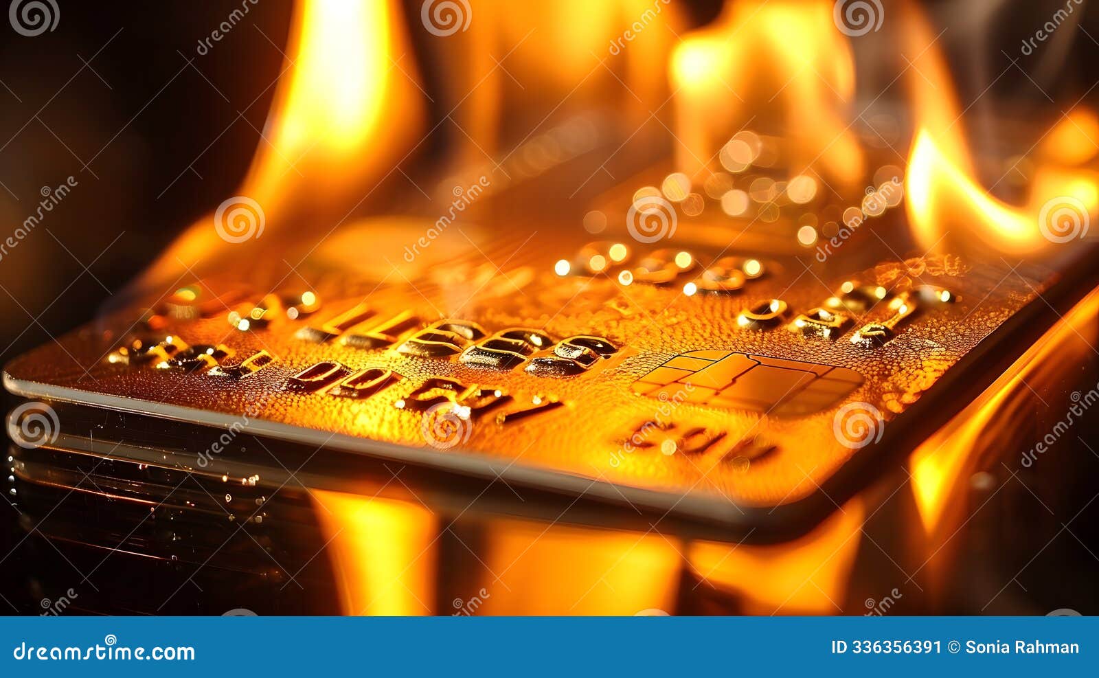 Burning Credit Card With Trailing Fire Isolated On Black Stock Image ...