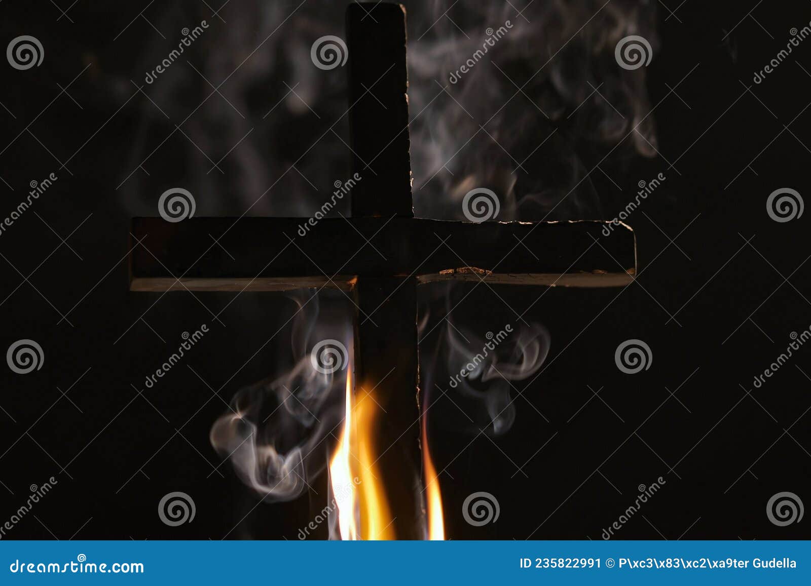 Burning cross falling down stock image. Image of christianity - 235822991