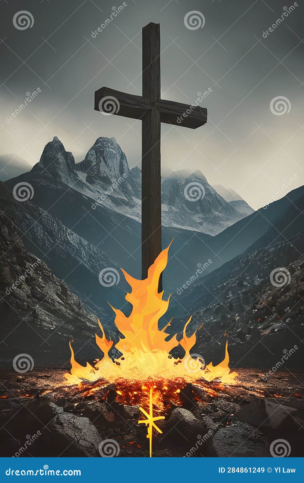 The Burning Cross on Mountain Stock Image - Image of sunrise, burning ...