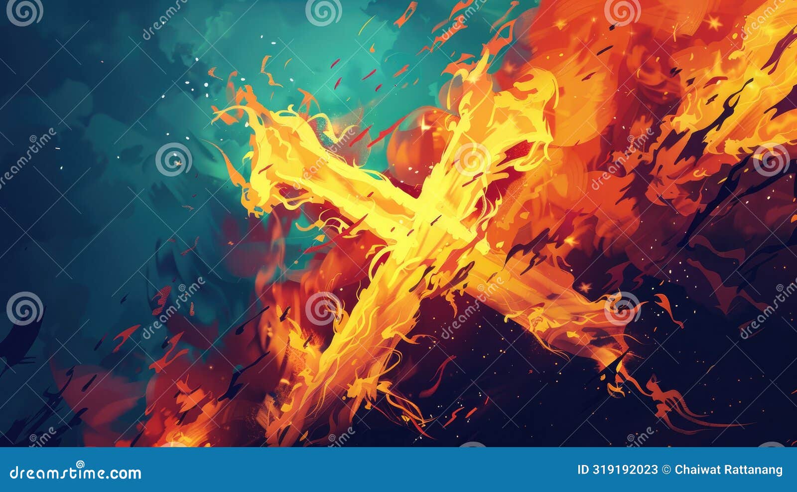 Burning Crosses Illustration: Symbolic Fire. Stock Illustration ...