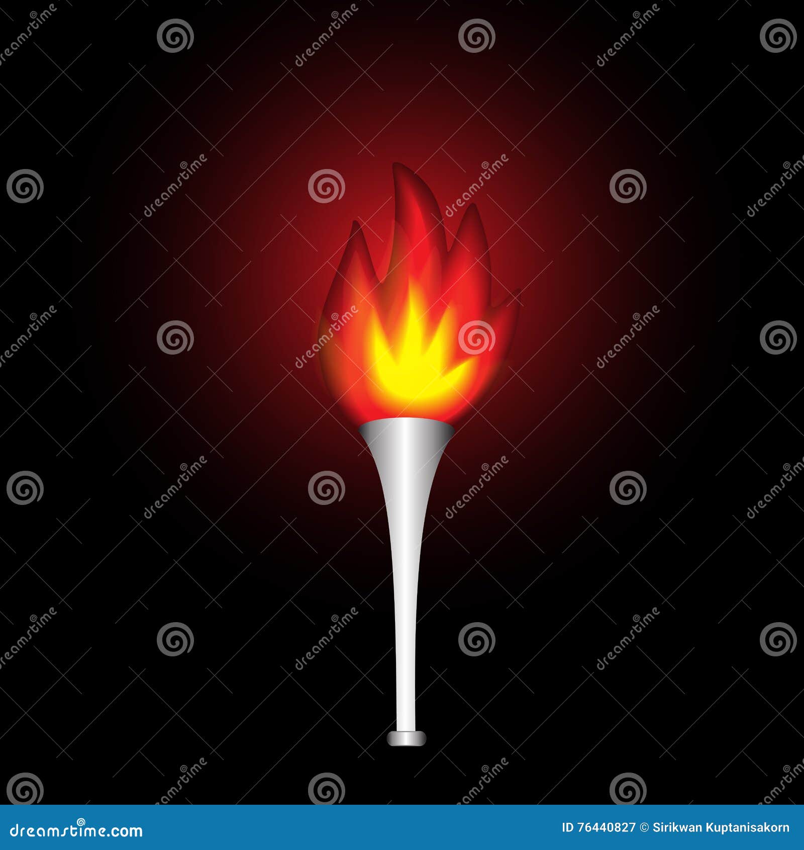 Burning in the Dark Realistic Torch Stock Illustration - Illustration ...