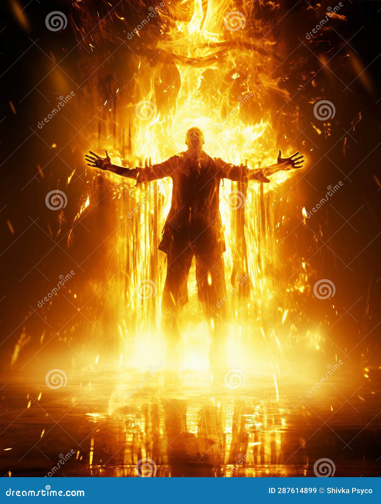 A Burning Devil Man in Fire Explosion Cinematic Photo Generative AI ...
