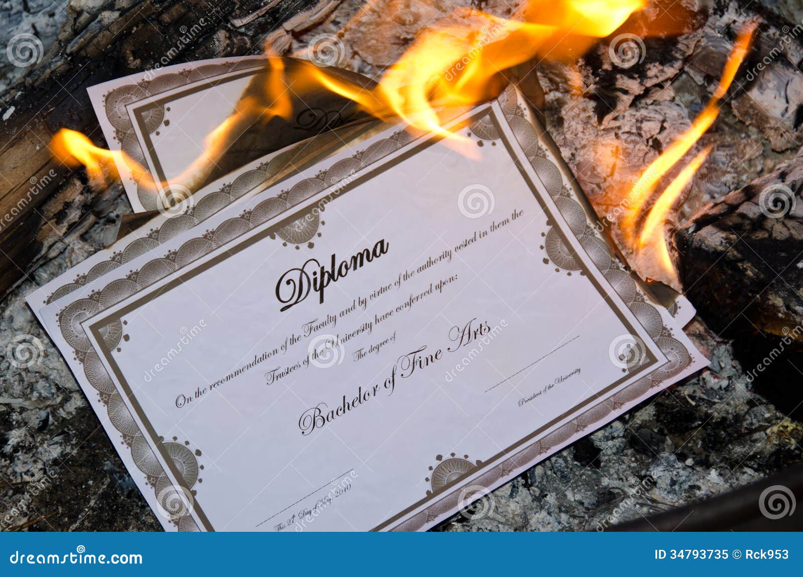 Burning Diploma stock image. Image of fire, discouraged - 34793735