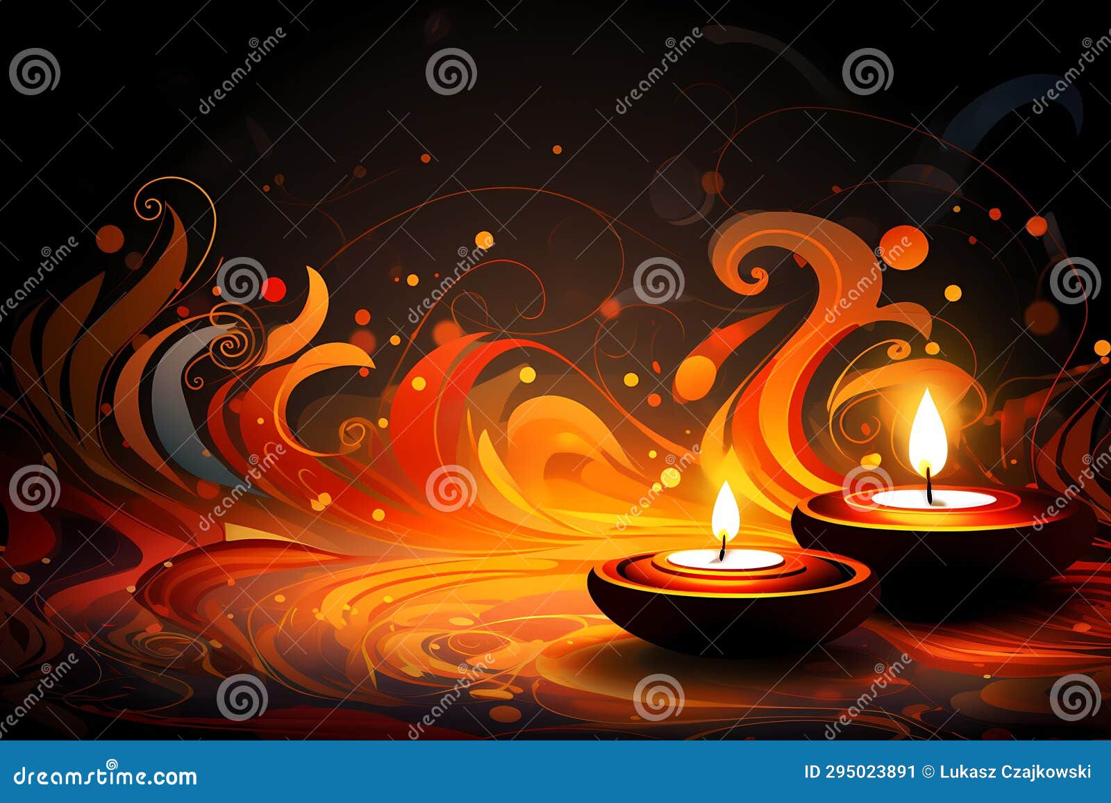 Burning Diwali Light on a Dark Abstract Background Stock Illustration ...