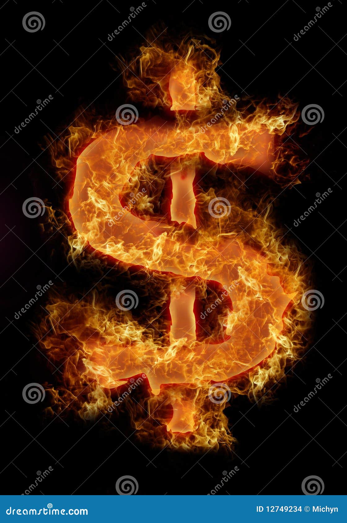 Burning dollar sign stock illustration. Illustration of information ...
