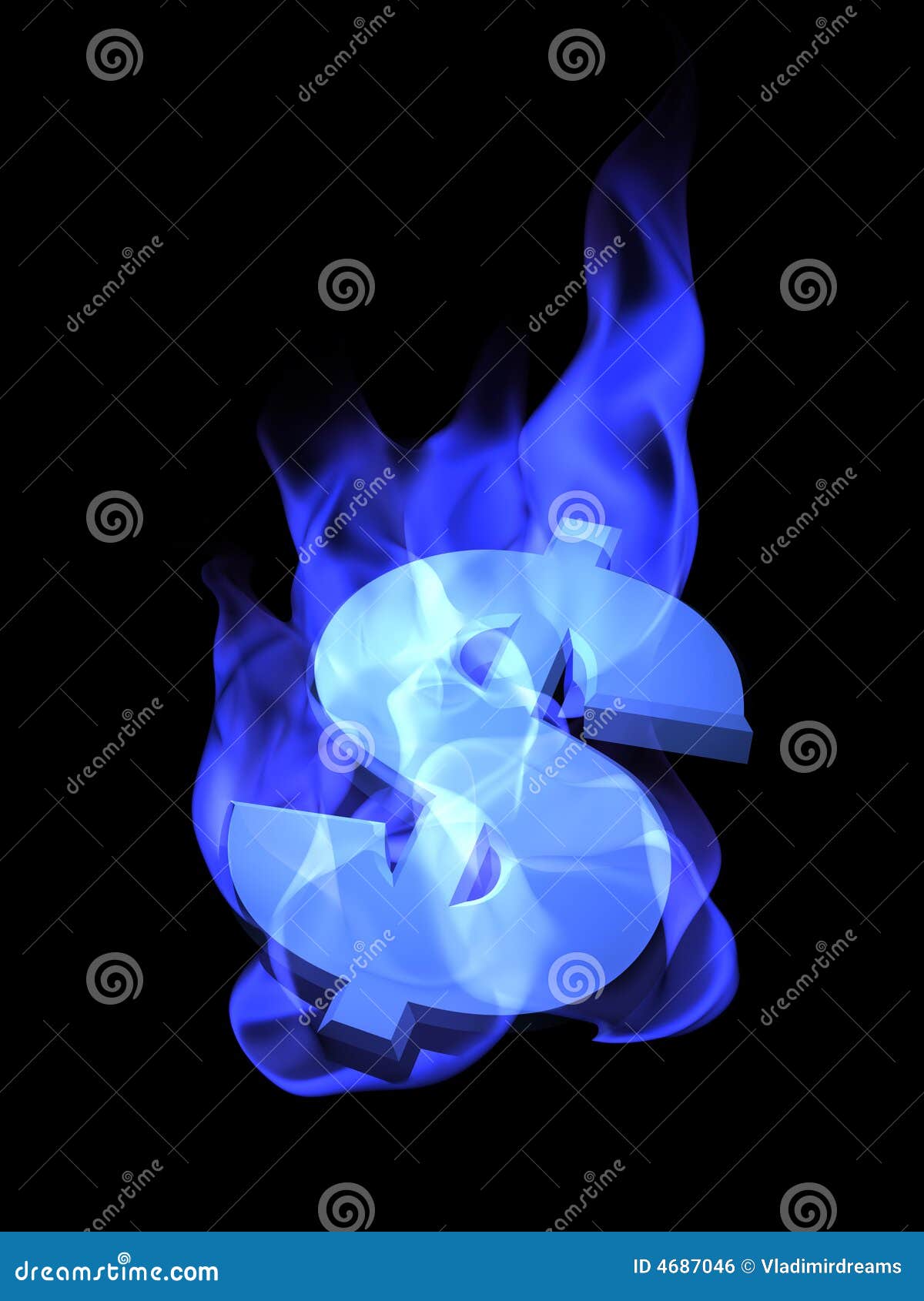 Burning dollar sign stock illustration. Illustration of america - 4687046