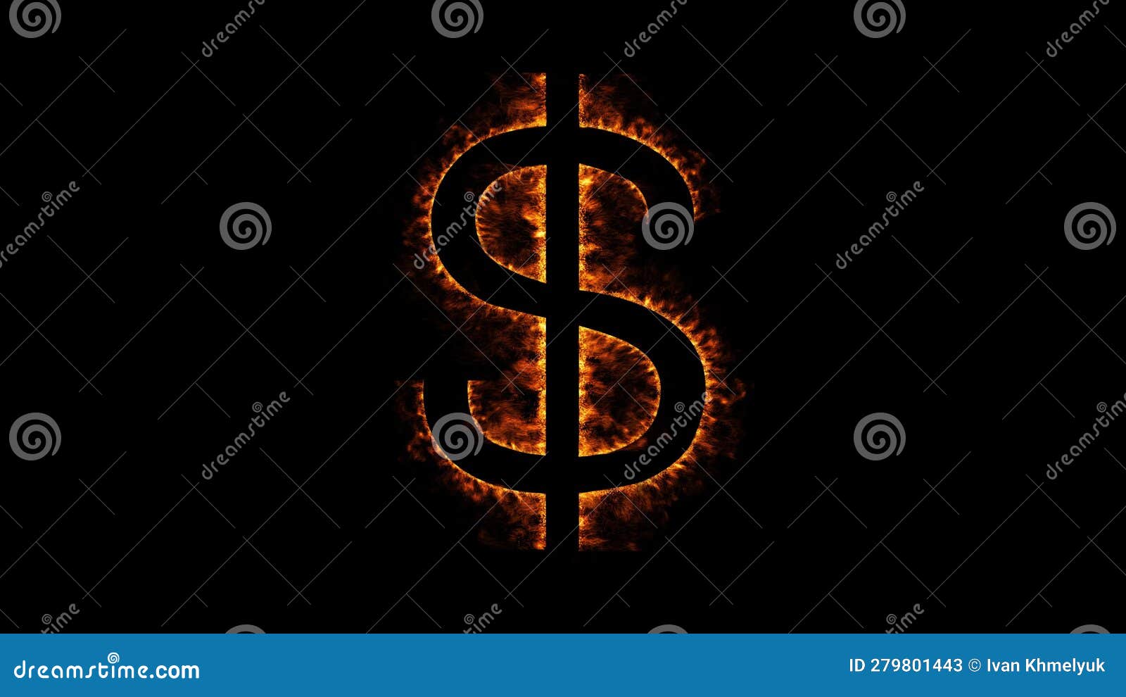 Burning Dollar Sign on a Black Background Stock Video - Video of ...