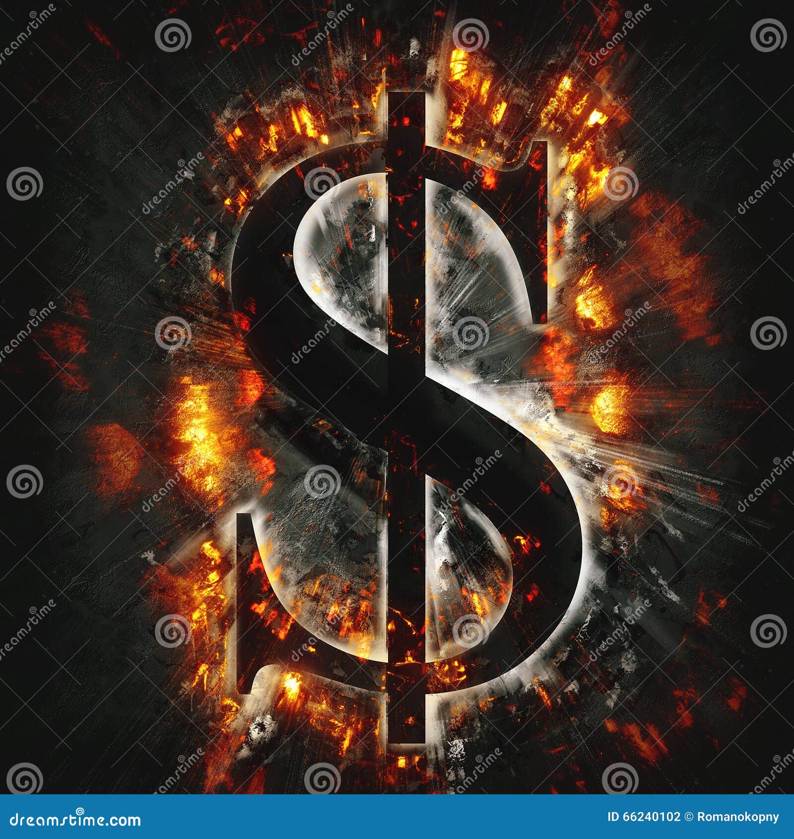 Burning dollar sign stock illustration. Illustration of flame - 66240102