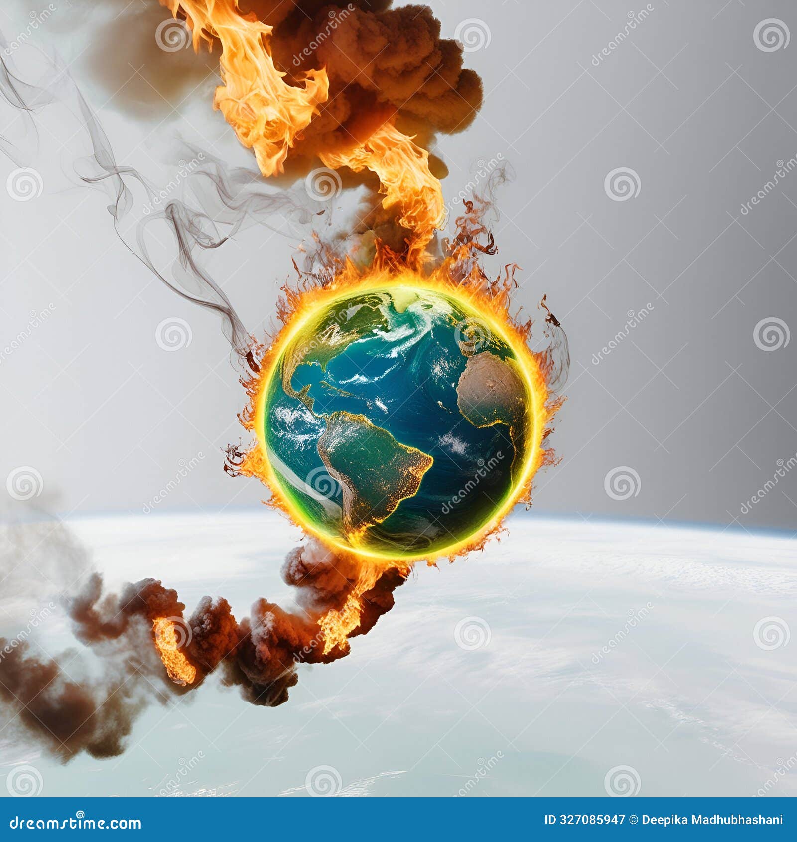 Burning Earth, Globe Burning, Global Warming Problem Concept, Social ...