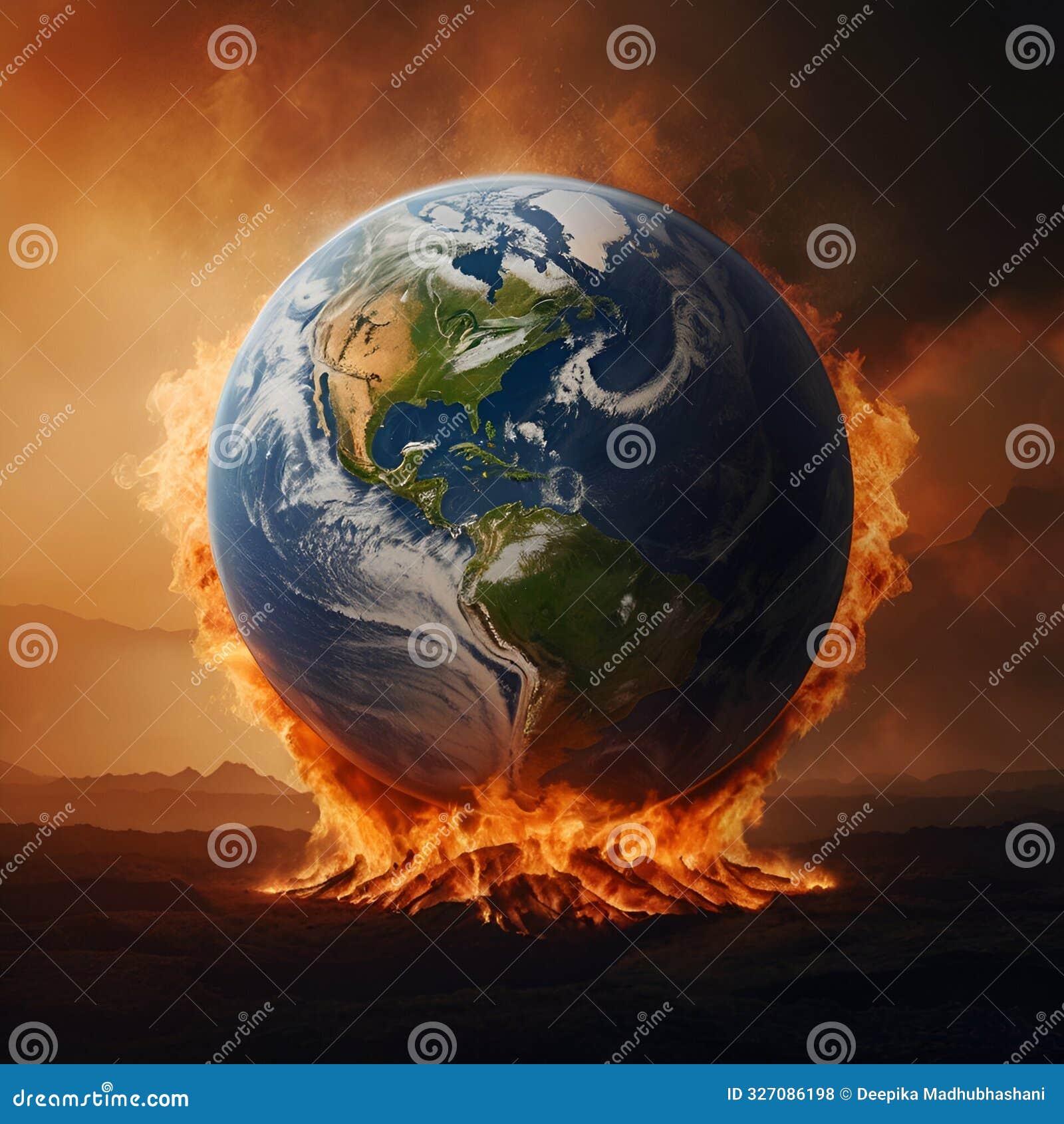 Global Warming, Globe Burning, Earth Burning, Burning Earth in Fire ...